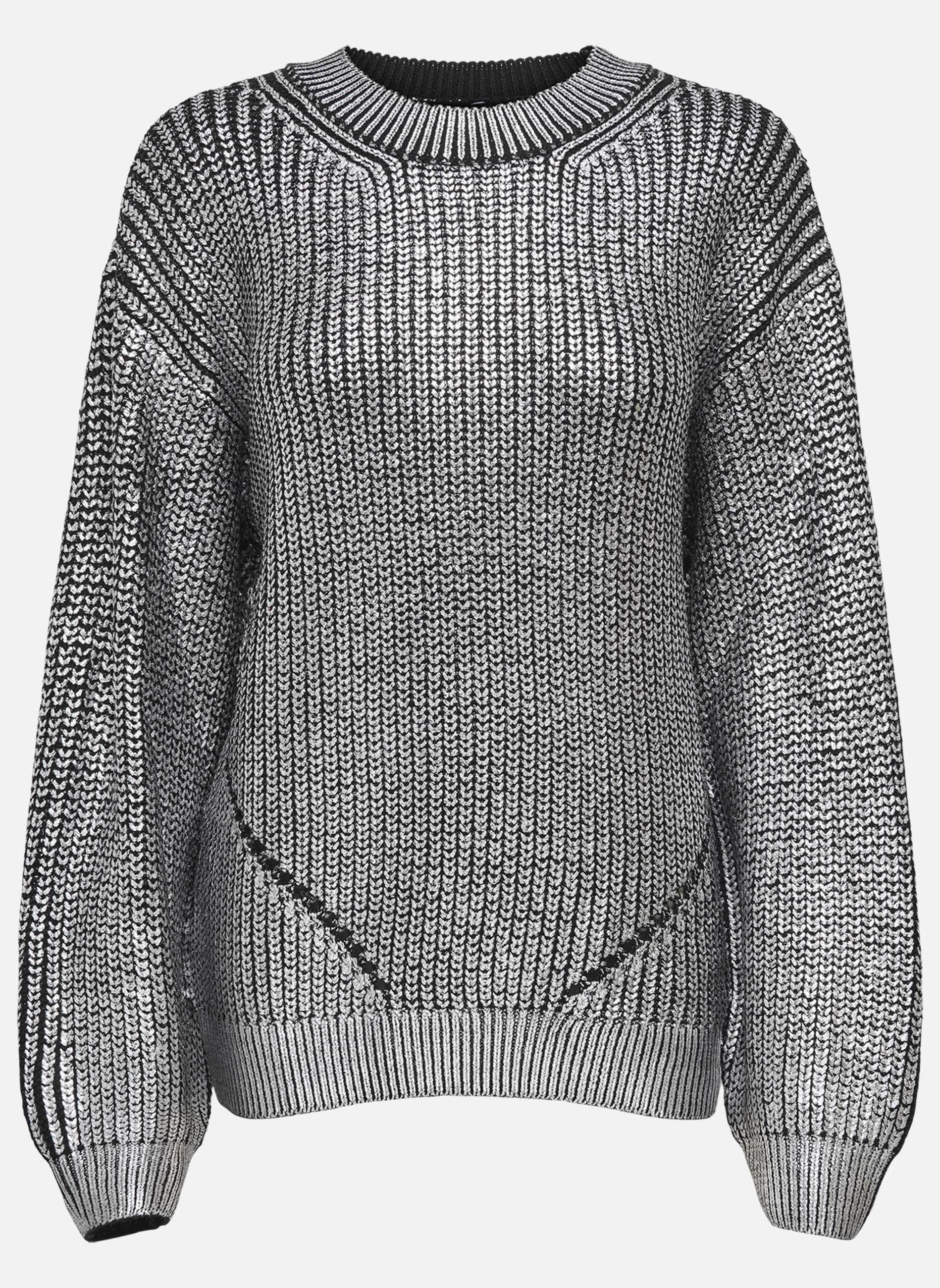 ONLY Pulls Pull gris effet enduit pourvu d'un col rond et de manches ...