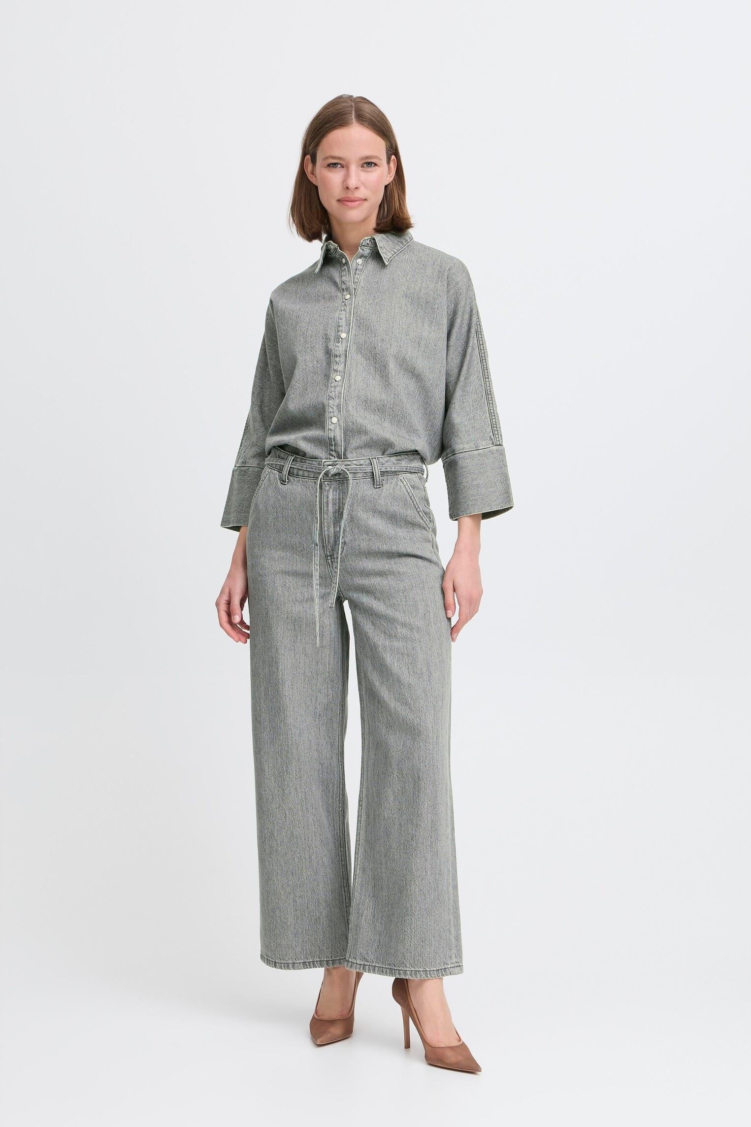 Vaqueros de corte recto Bykimu Belt Jeans 2 mujer gris B-Young ...