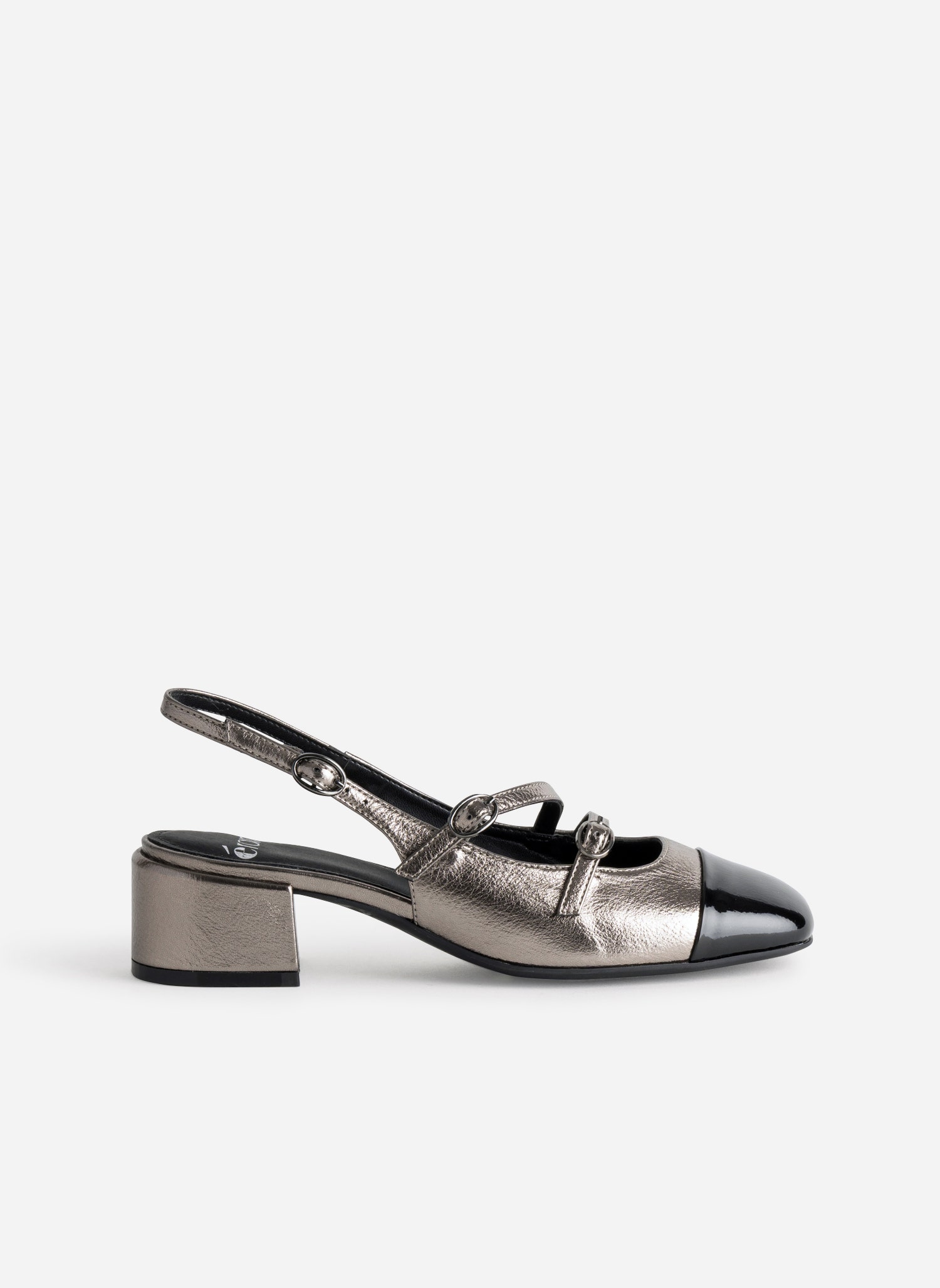 Eram Escarpins Babies slingback grise métallisée bout verni femme gris ...