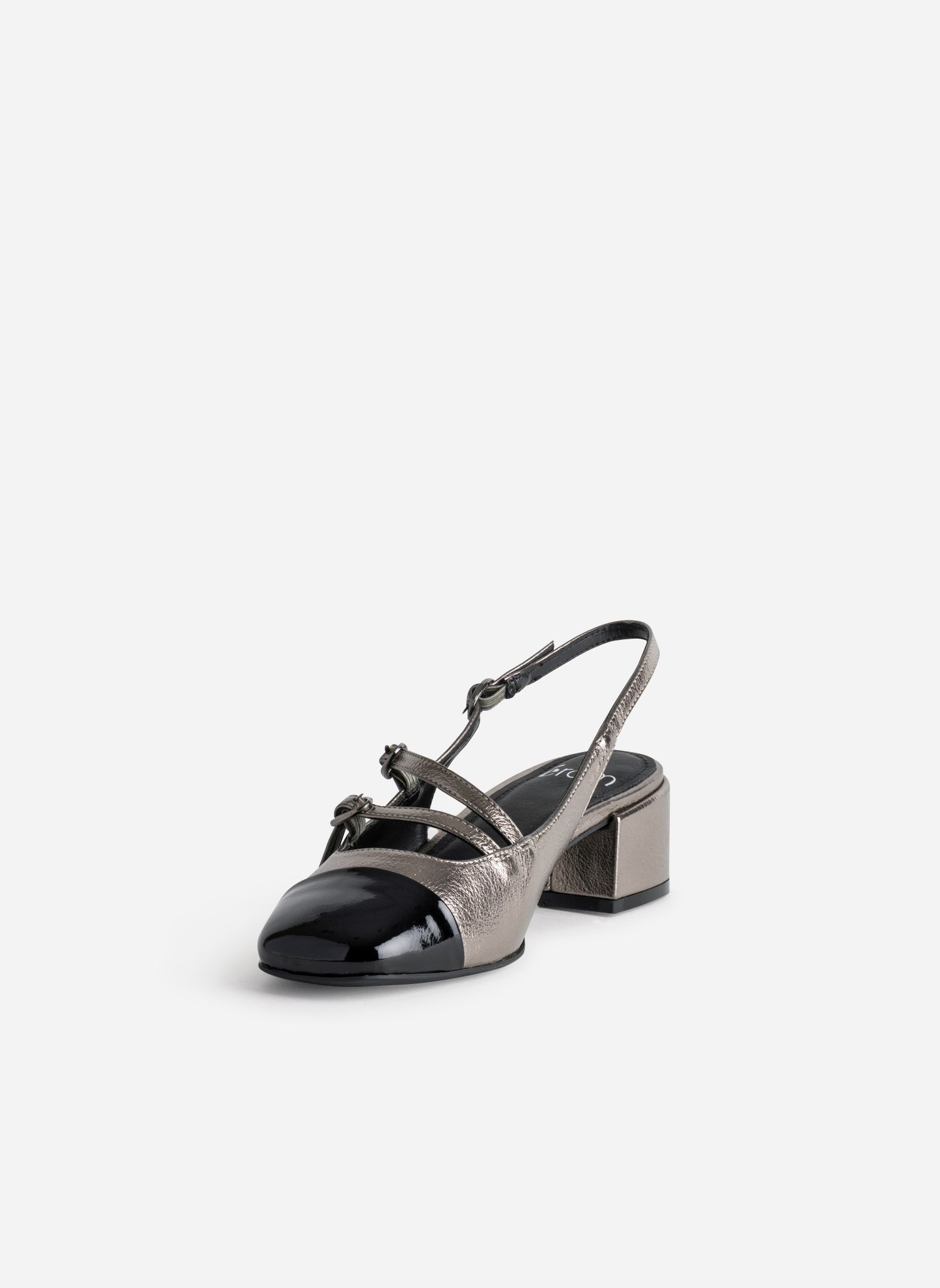 Eram Escarpins Babies slingback grise métallisée bout verni femme gris ...
