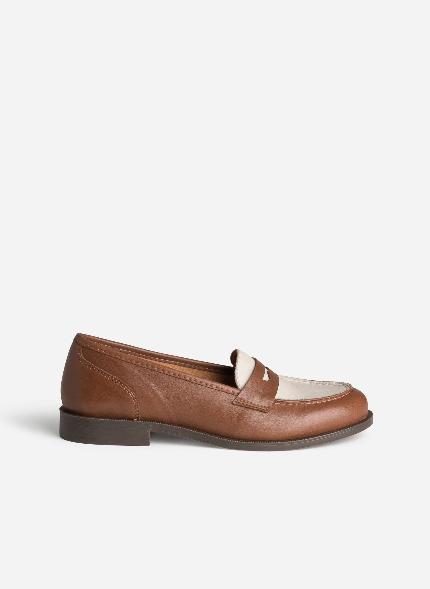 Eram Mocassins Mocassin bicolore cognac et beige cuir femme marron ...