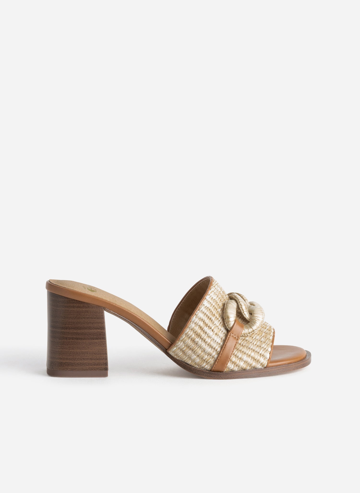 Eram Sandales Mule à talon beige effet raphia femme marron | Sarenza France