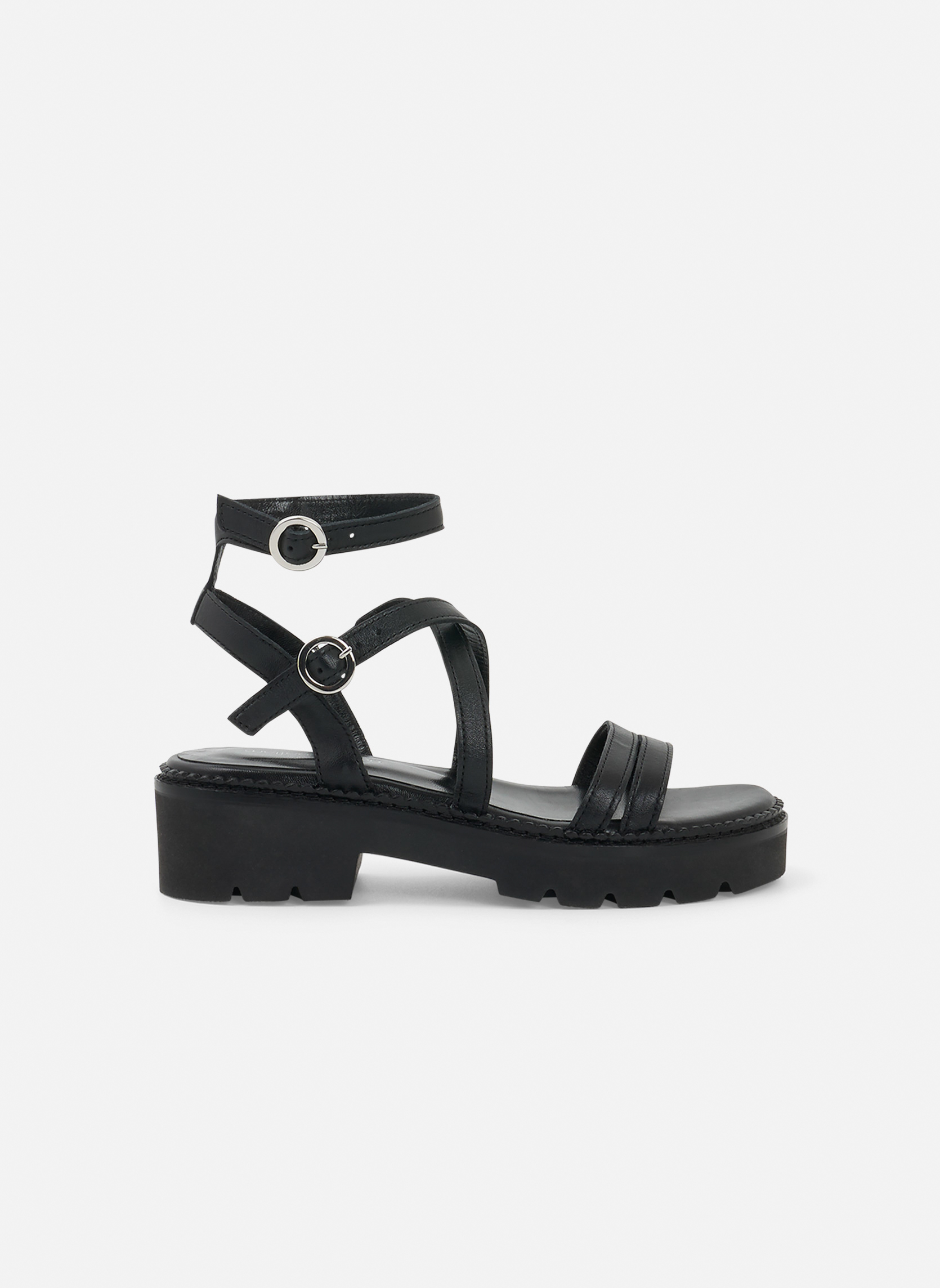 Mellow Yellow Sandales Sandales en cuir noir Inès femme noir | Sarenza ...