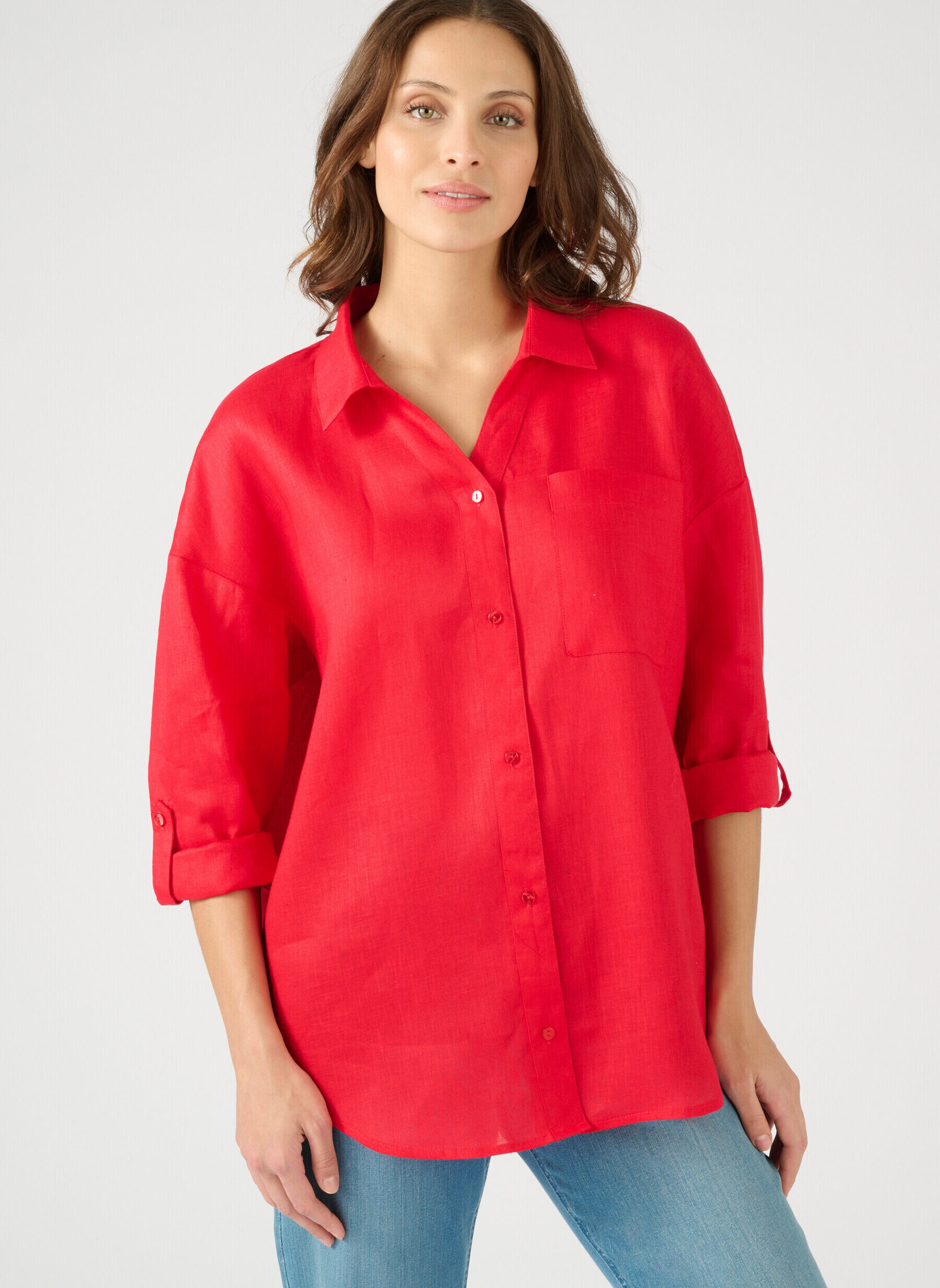 Damart Chemises manches longues Chemise pur lin femme rouge | Sarenza ...
