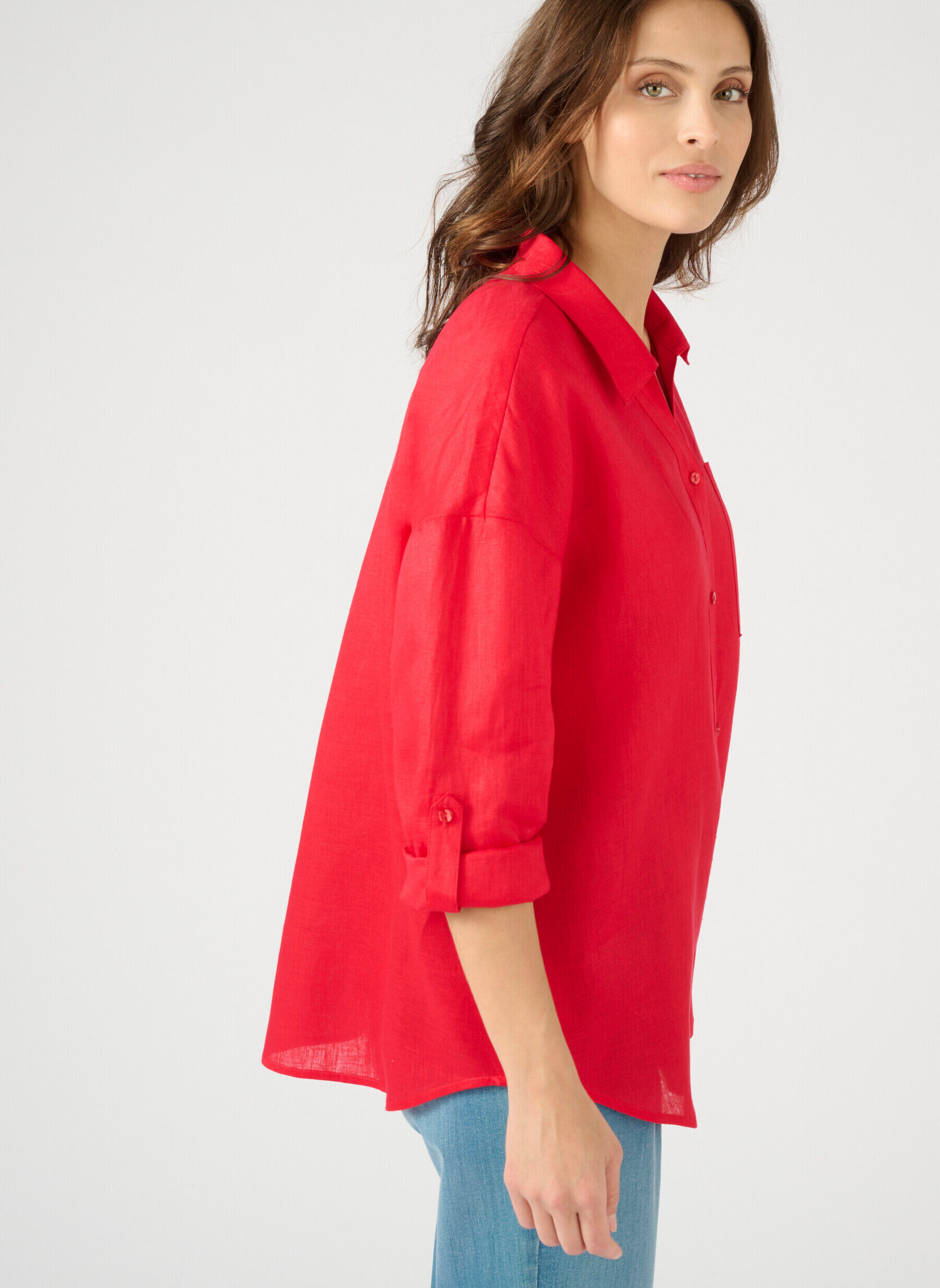 Damart Chemises manches longues Chemise pur lin femme rouge | Sarenza ...