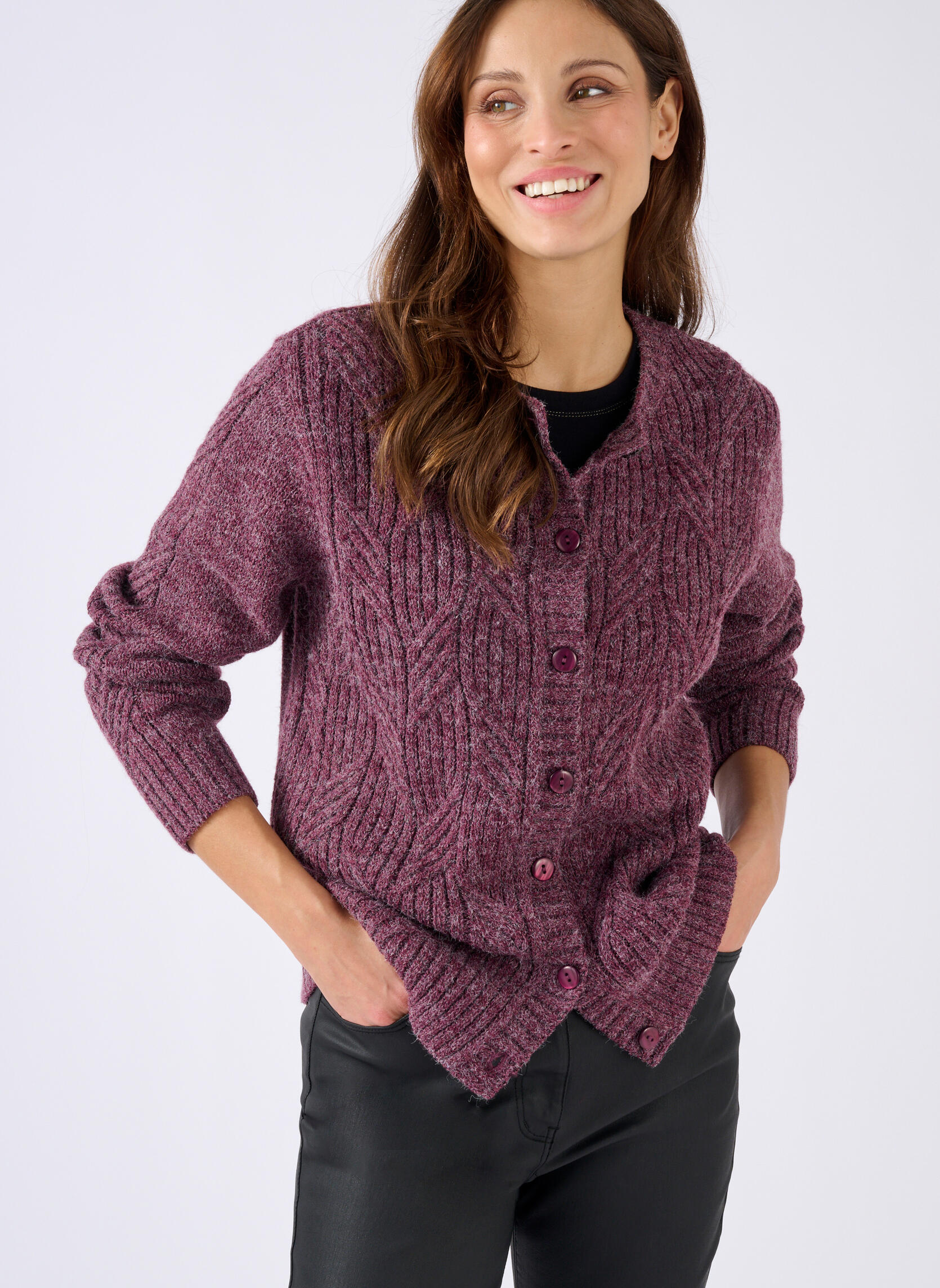 Damart Gilets Cardigan maille chinée Thermolactyl femme bordeaux ...