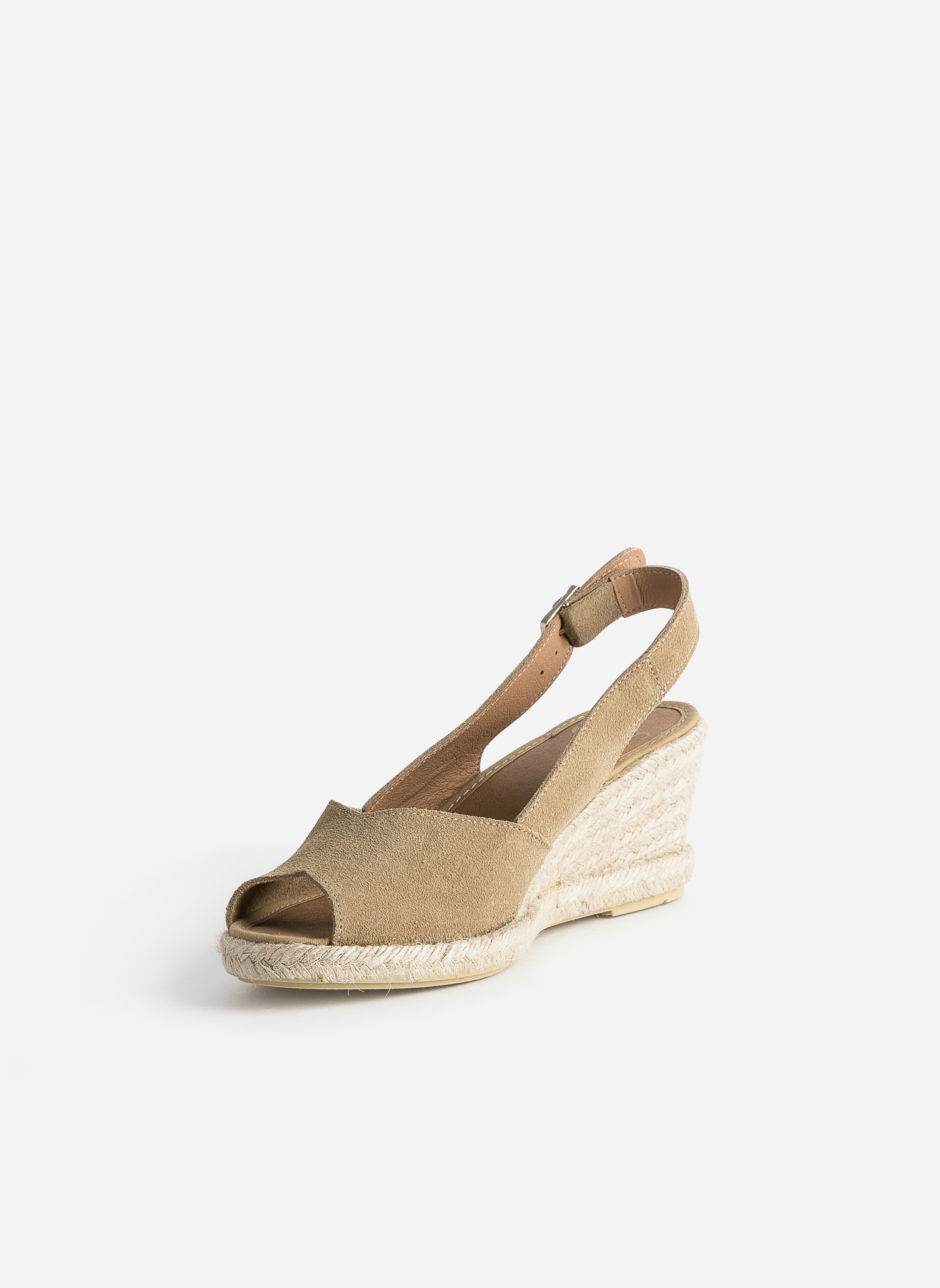 Eram Espadrilles plates Espadrille compensée beige cuir velours éco ...