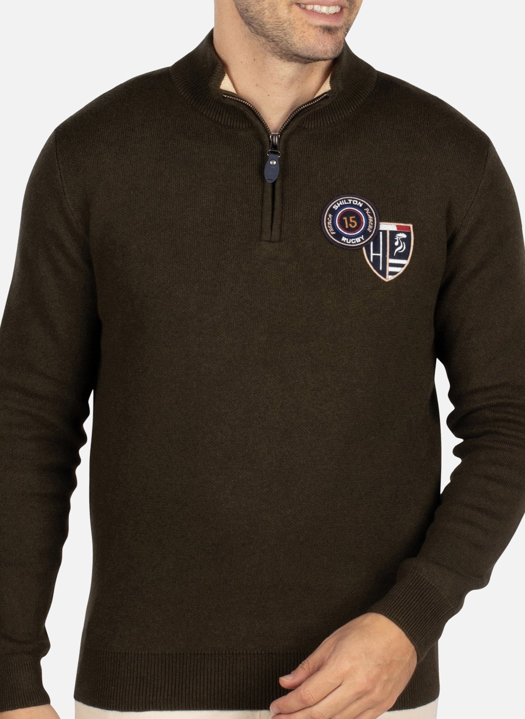 Shilton Pulls Pull camionneur rugby nations 15 - H25420 - Kaki homme ...