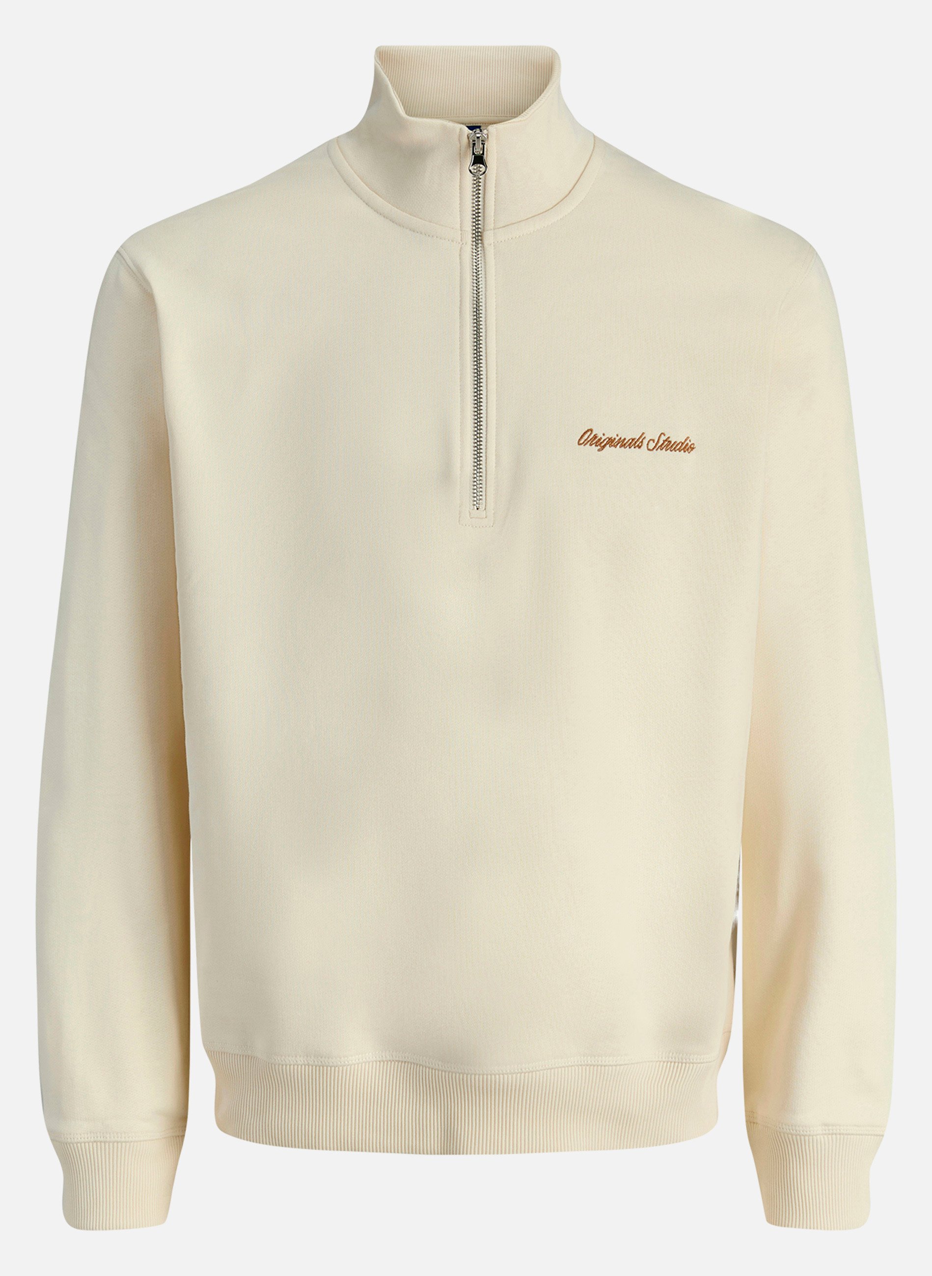 Jack & Jones Sweats à capuche Sweat en coton écru uni avec un col ...