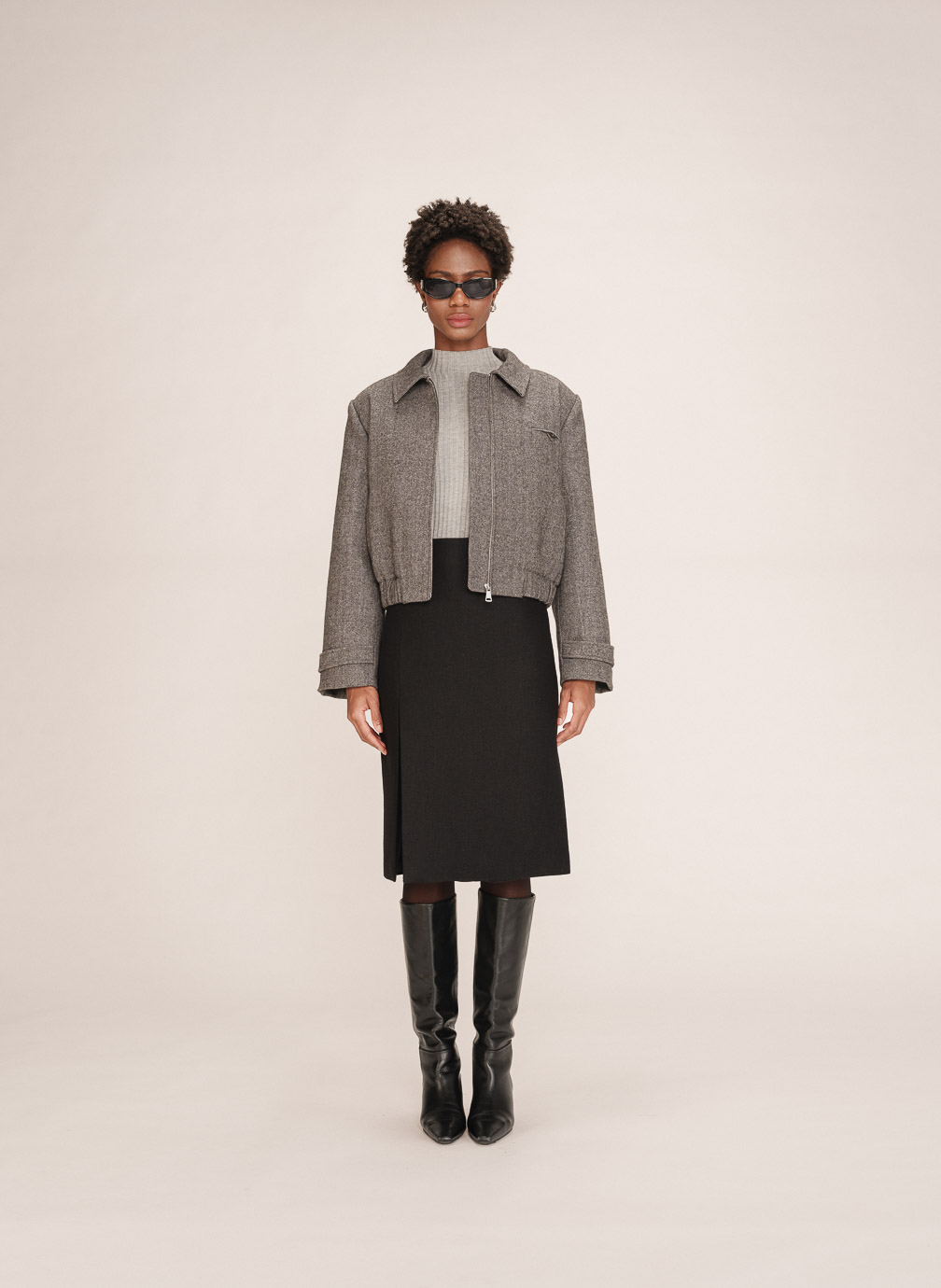 Grace & Mila Jupes mi-longues Jupe crayon en laine noir Tonya femme ...