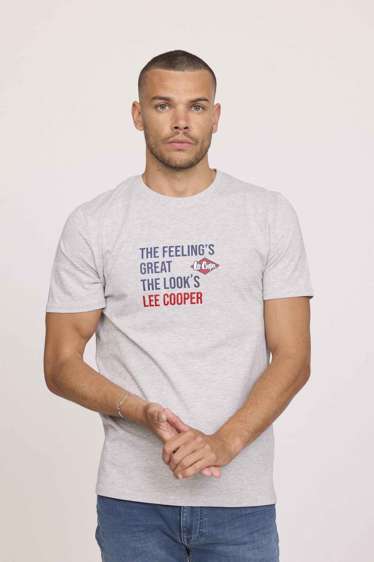Lee Cooper Tee-shirts manches courtes T-shirt ALEKO Gris chiné homme ...