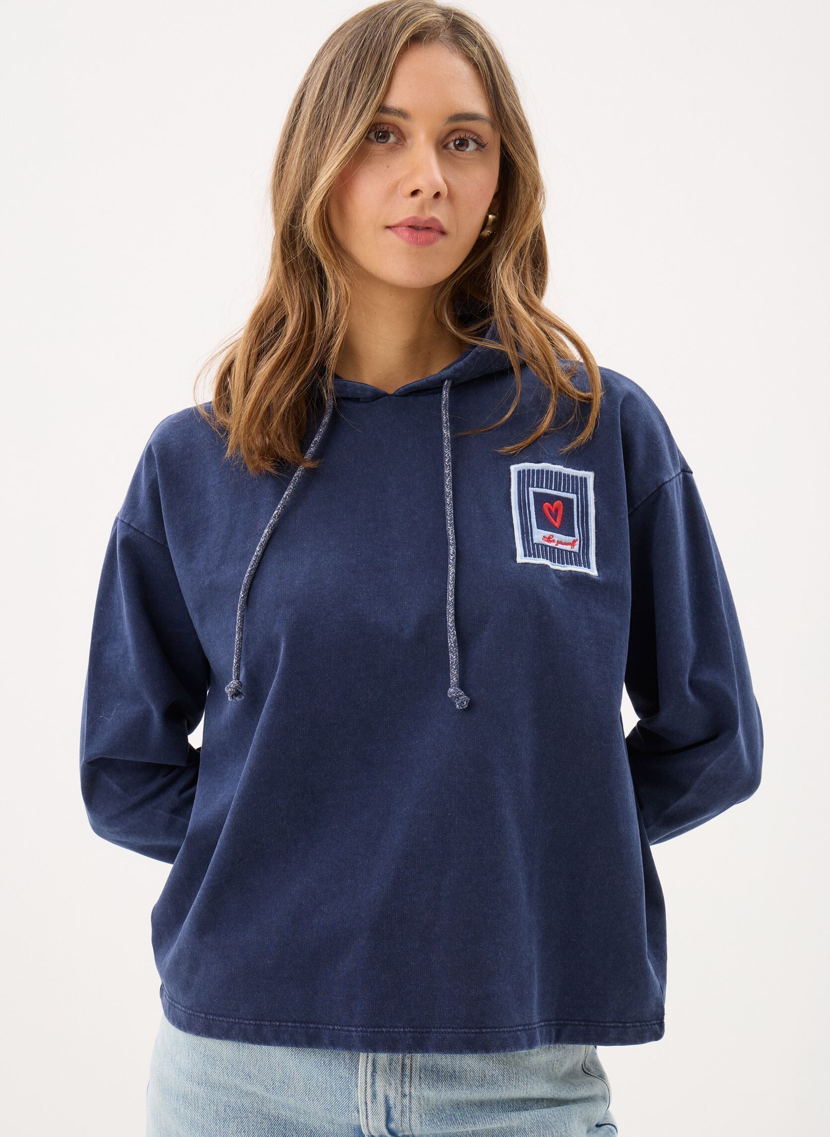 Pieces Felpe con cappuccio Pcchilli Ls Washed Patch Jrs Hoodi Fc Bc ...
