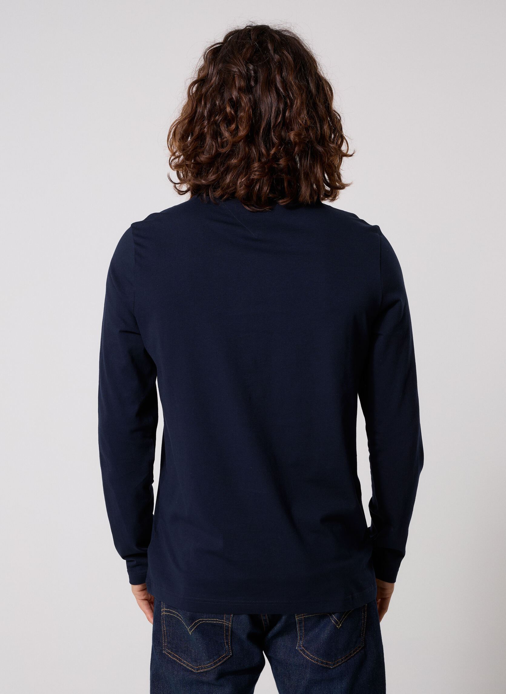 Tommy Hilfiger Tee-shirts Script Stack Ls Regu homme bleu | Sarenza France