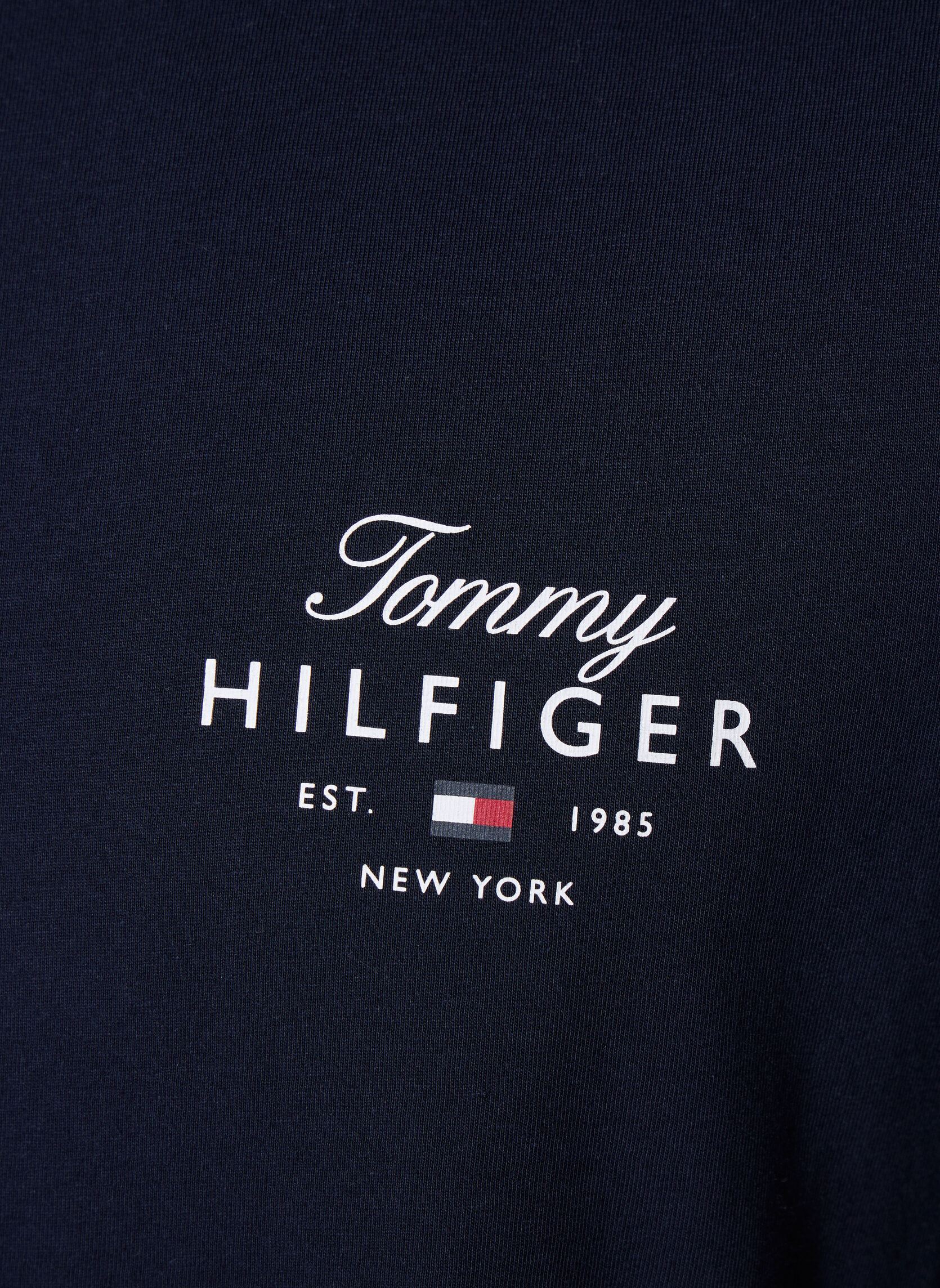 Tommy Hilfiger Tee-shirts Script Stack Ls Regu homme bleu | Sarenza France