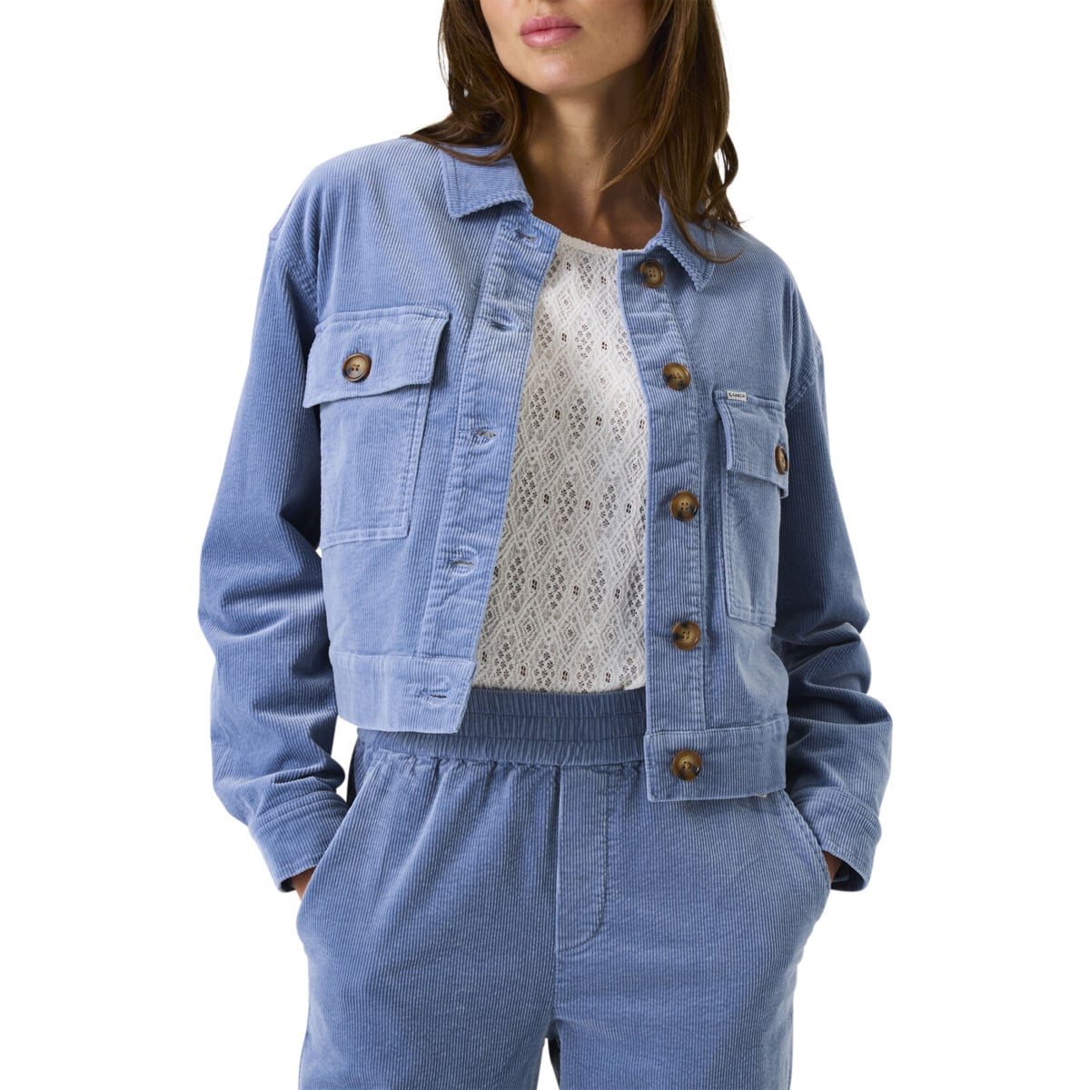 Garcia Blousons Veste bleue en coton effet velours côtelé avec poches ...