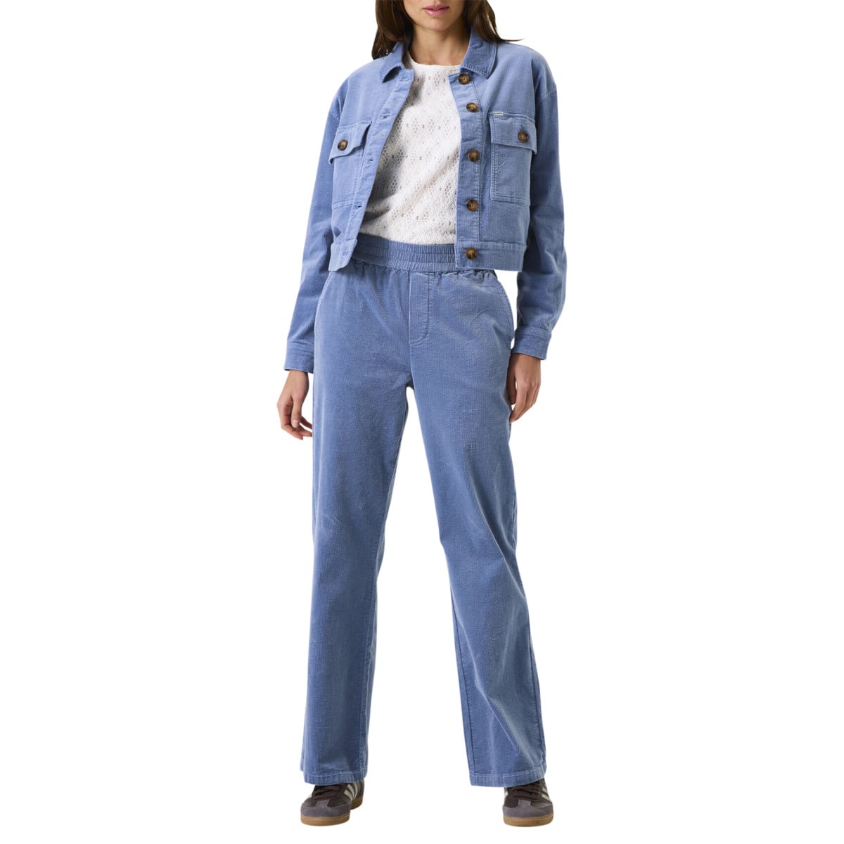 Garcia Blousons Veste bleue en coton effet velours côtelé avec poches ...