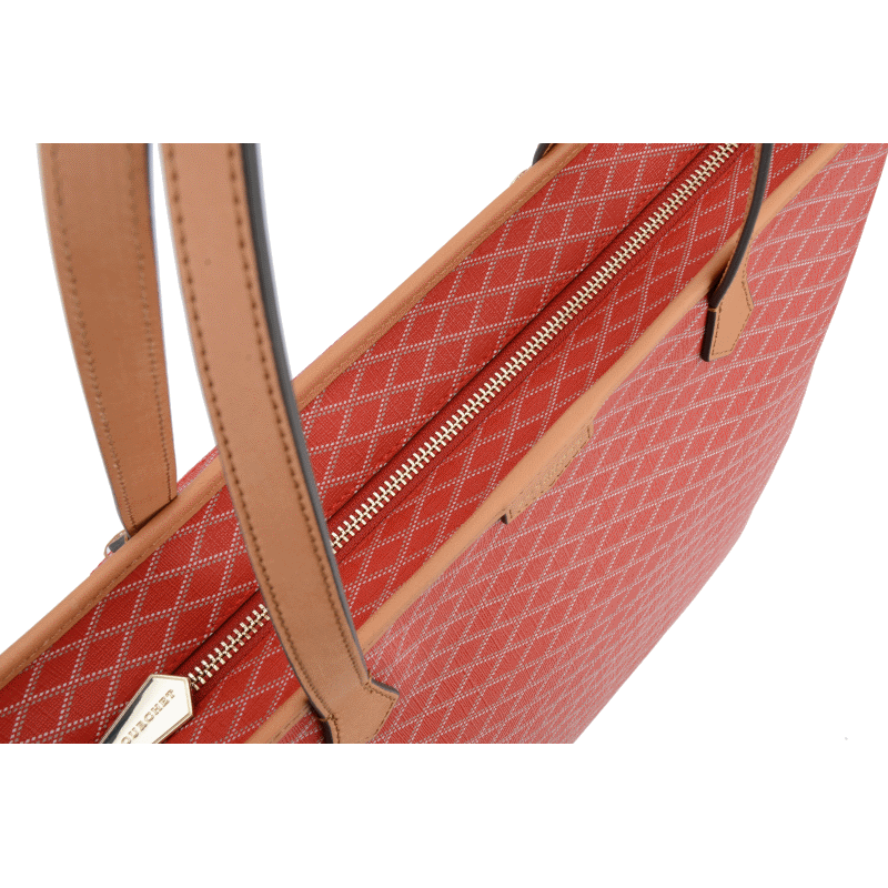 Pourchet Cabas Sac porté épaule Waves en toile enduite garnie cuir de ...