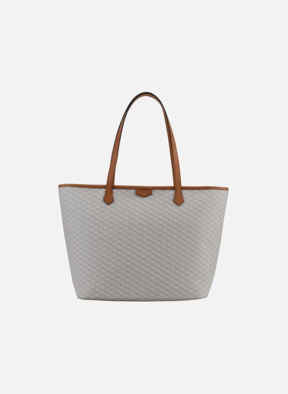 Pourchet Cabas Sac porté épaule Waves en toile enduite garnie cuir de ...