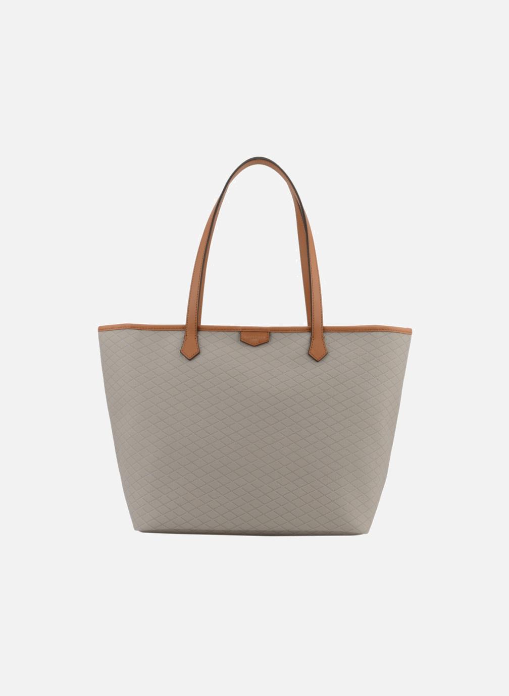 Pourchet Cabas Sac porté épaule Waves en toile enduite garnie cuir de ...