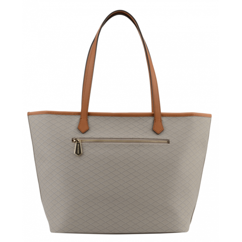 Pourchet Cabas Sac porté épaule Waves en toile enduite garnie cuir de ...