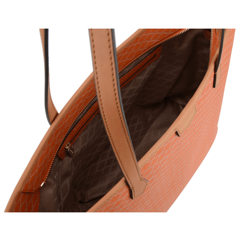 Pourchet Cabas Sac porté épaule Waves en toile enduite garnie cuir de ...