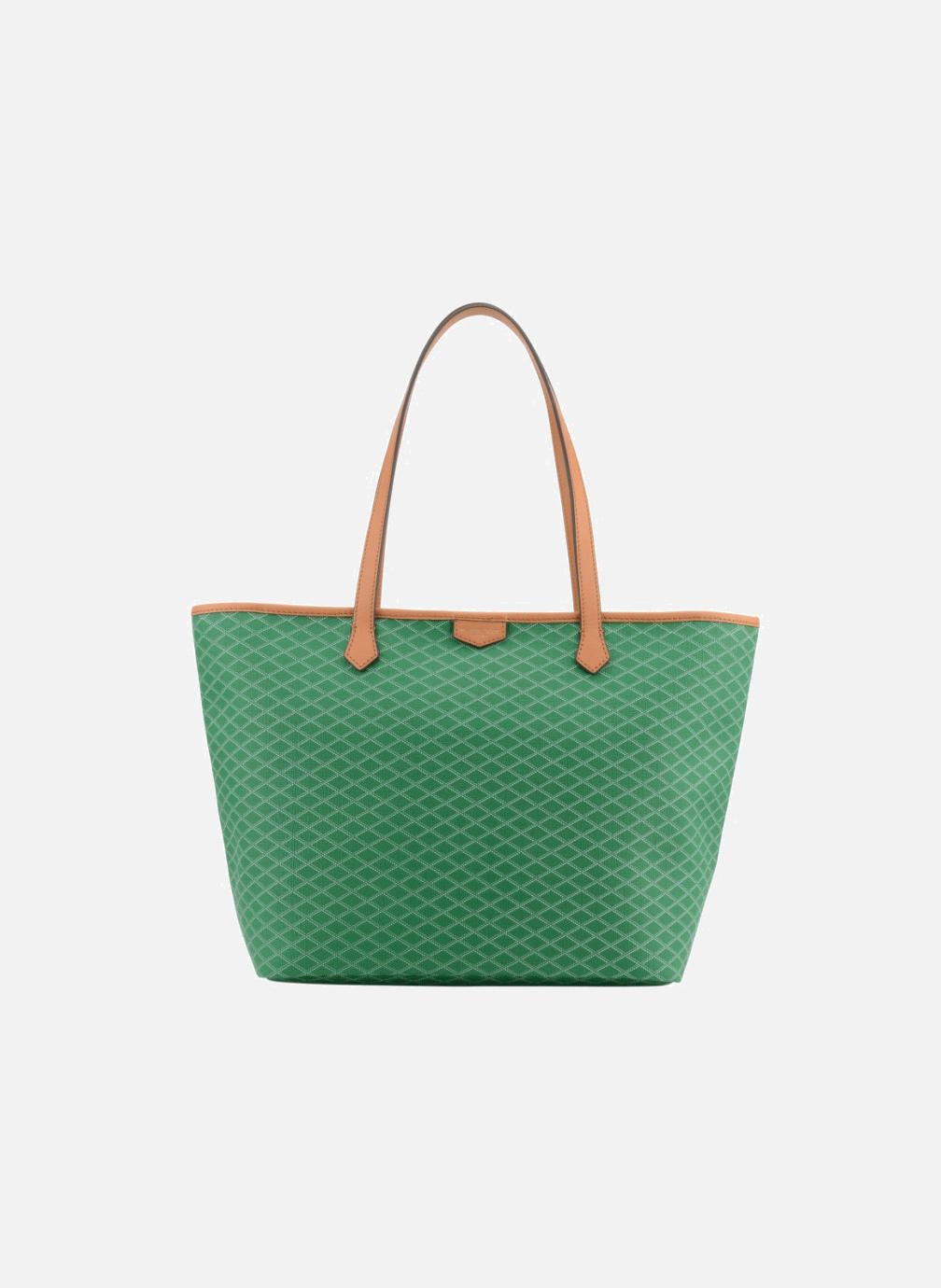 Pourchet Cabas Sac porté épaule Waves en toile enduite garnie cuir de ...