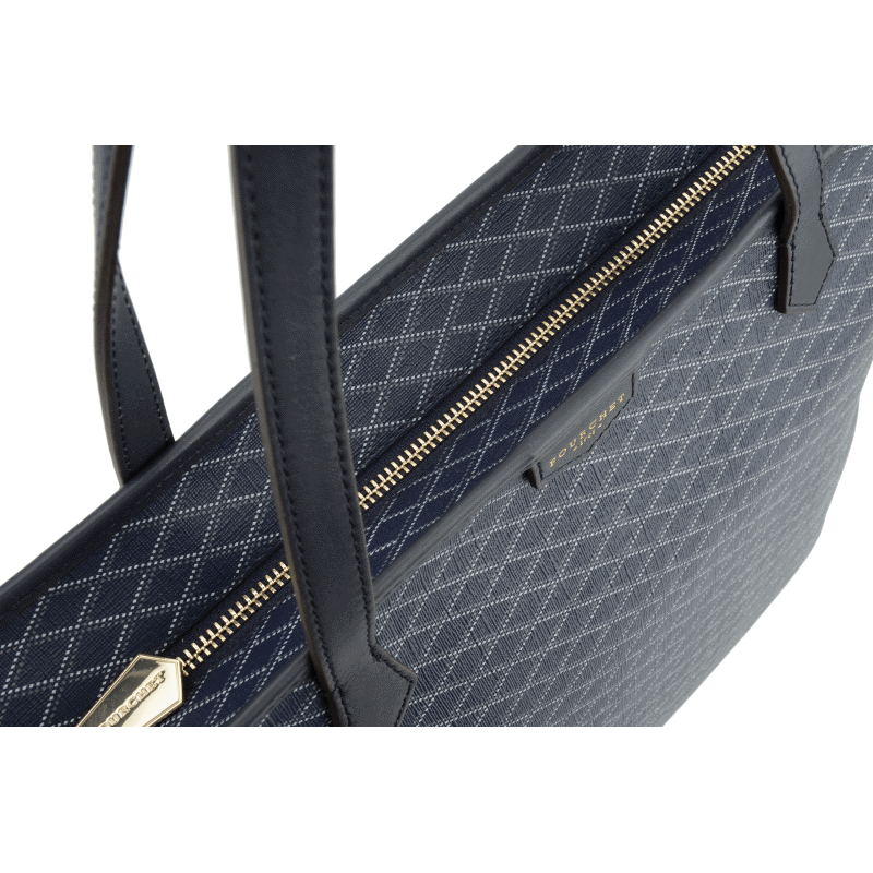 Pourchet Cabas Sac porté épaule Waves en toile enduite garnie cuir de ...