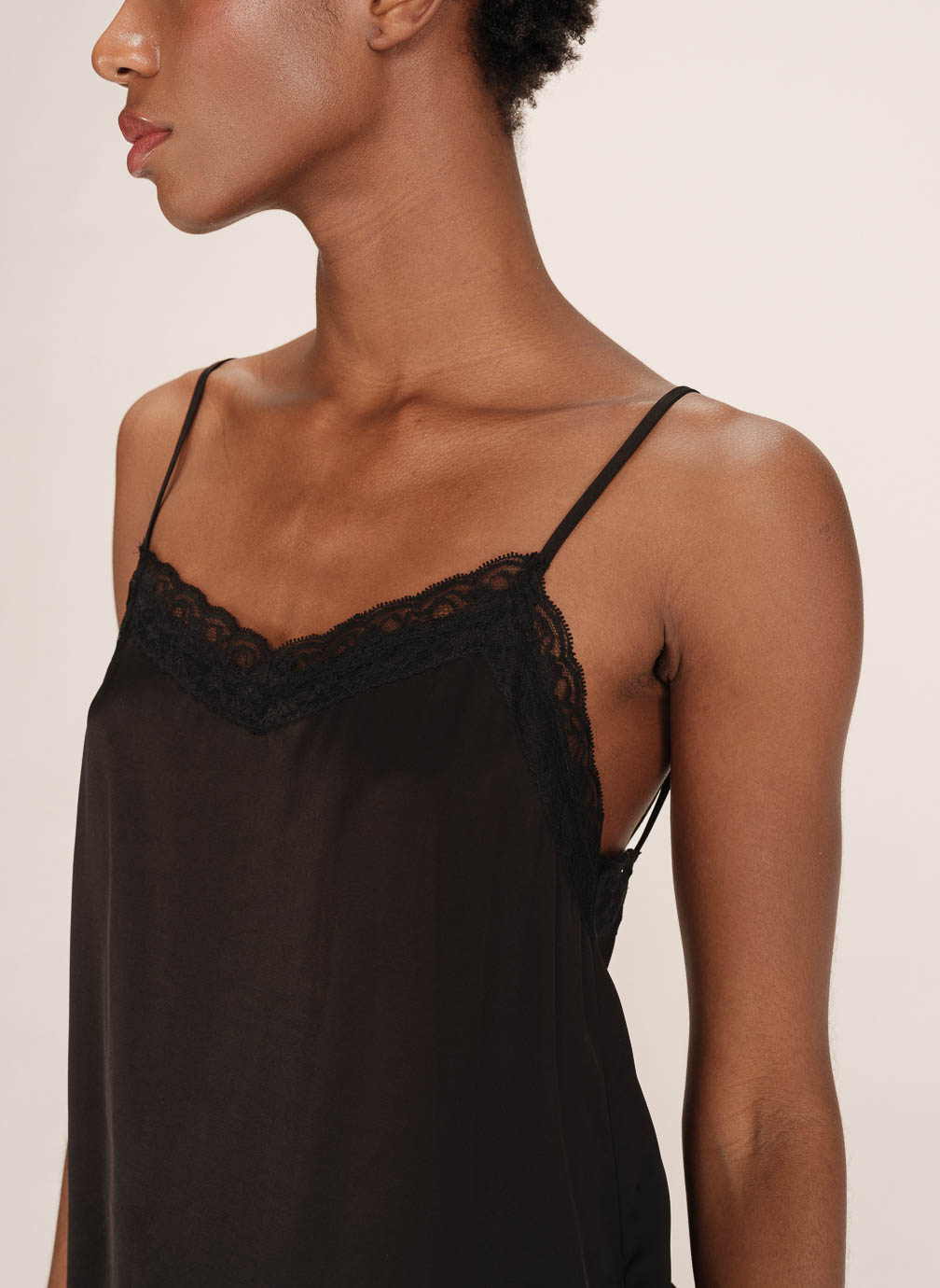 Grace & Mila Tops Caraco satin et dentelle noir Trefle femme noir ...