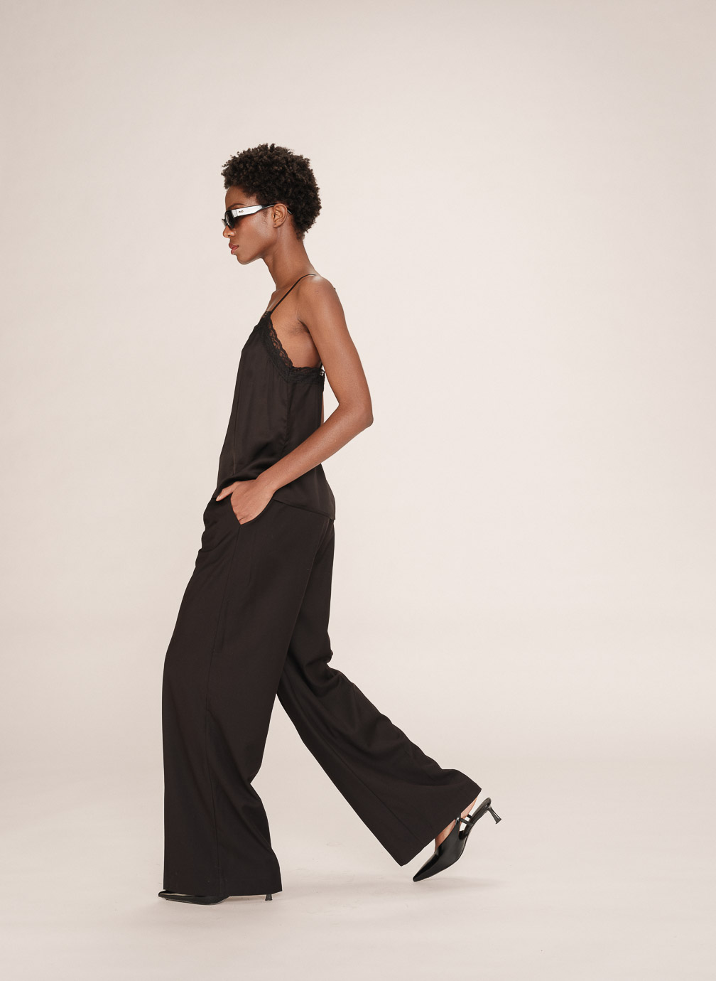 Grace & Mila Tops Caraco satin et dentelle noir Trefle femme noir ...