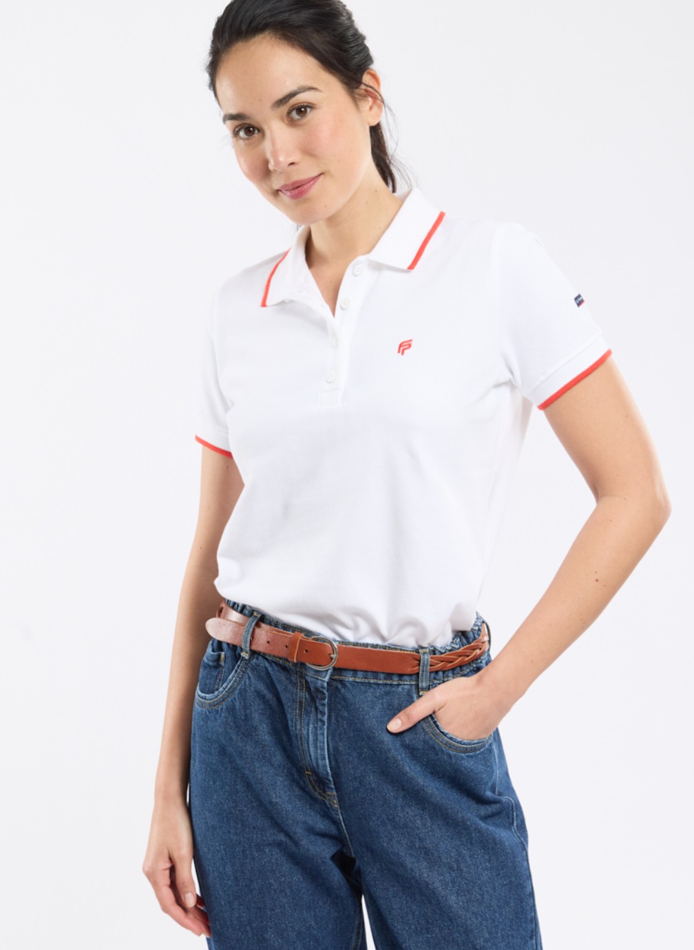 Armor Lux Polos manches courtes Polo 12903 blanc/pompon femme blanc ...