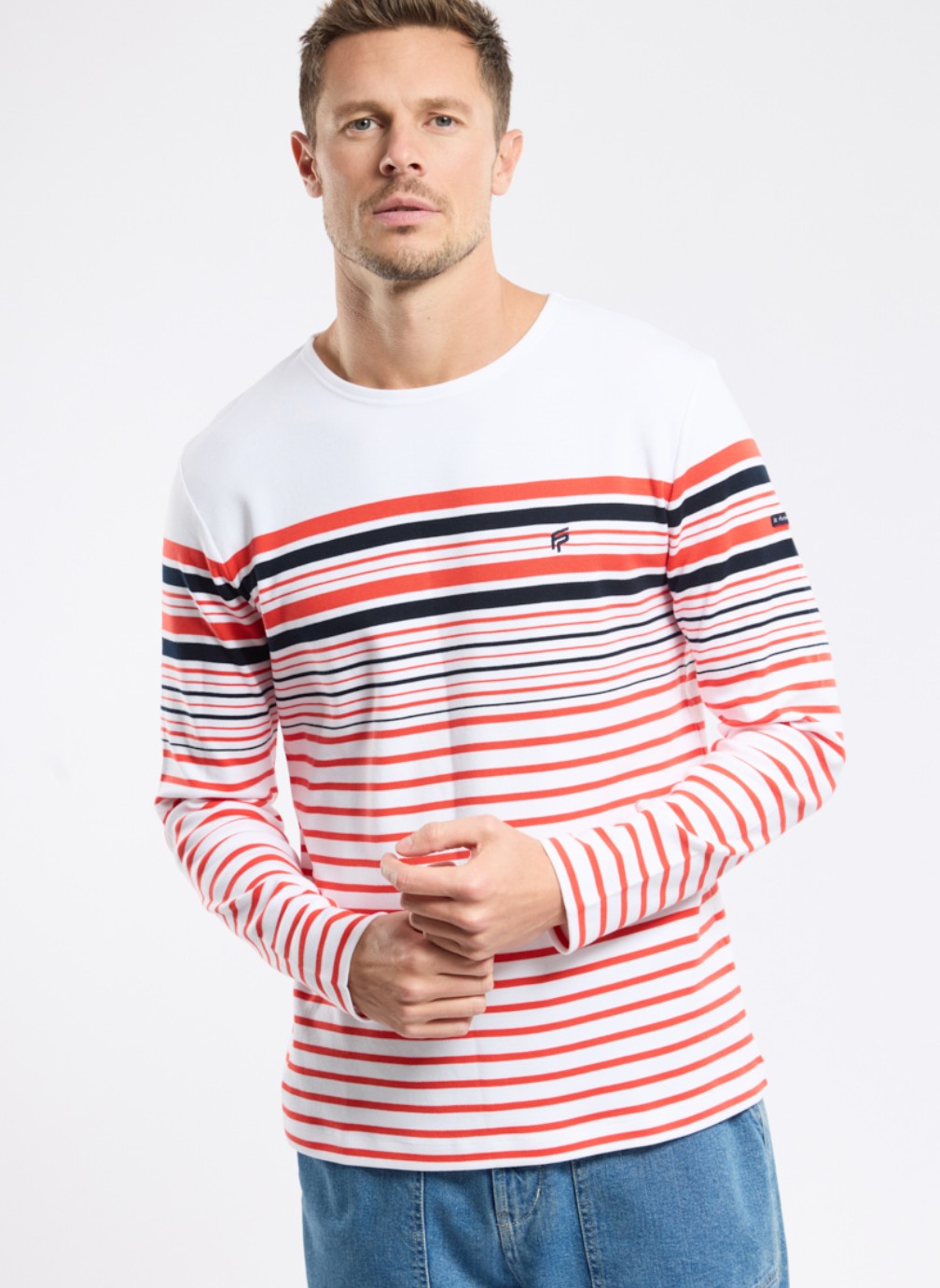 Armor Lux Tee-shirts manches courtes Marinière 12864 blanc/ pompon ...