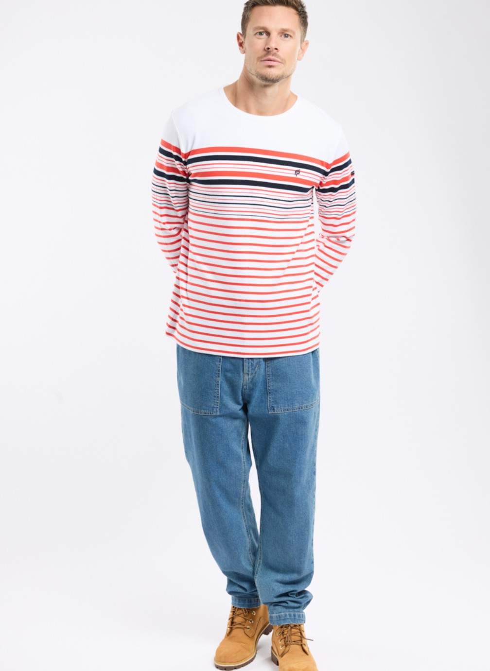 Armor Lux Tee-shirts manches courtes Marinière 12864 blanc/ pompon ...