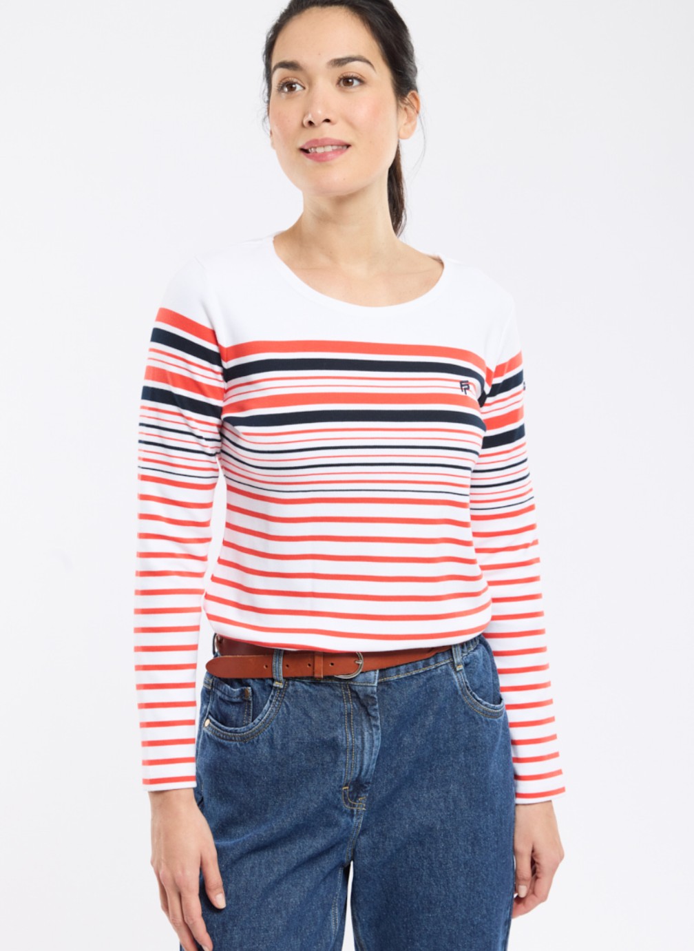 Armor Lux Tee-shirts manches courtes Marinière 12865 blanc/ pompon ...