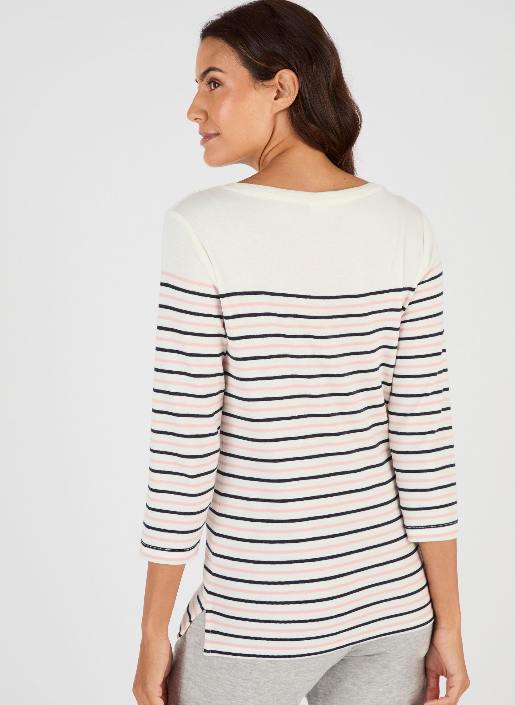 Damart Tee-shirts manches courtes T-shirt rayé maille interlock femme ...