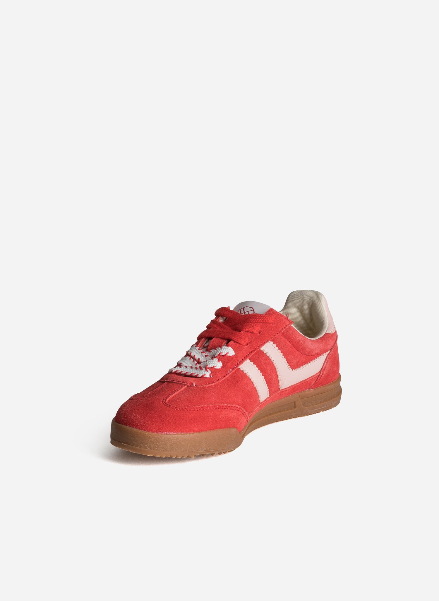 Eram Baskets Tennis rouge cuir velours détails roses femme rouge ...