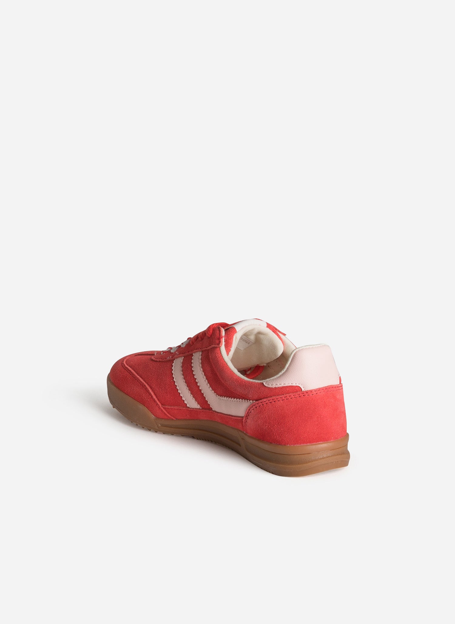 Eram Baskets Tennis rouge cuir velours détails roses femme rouge ...