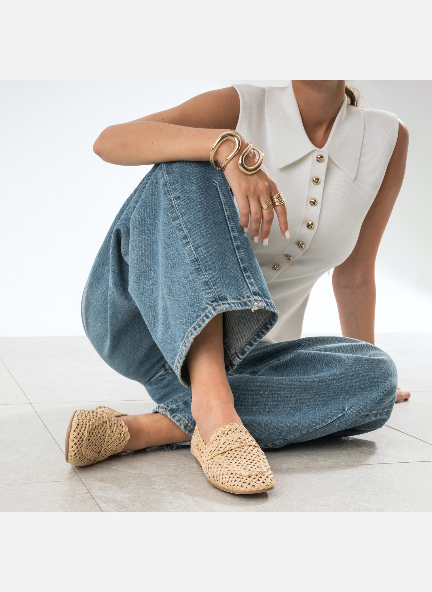 Eram Mocassins Mocassin beige tressage ajouré femme beige | Sarenza France