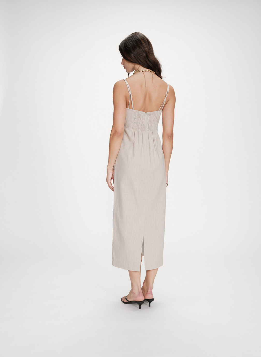 Grace & Mila Robes Robe longue en lin sable Veranys femme beige ...