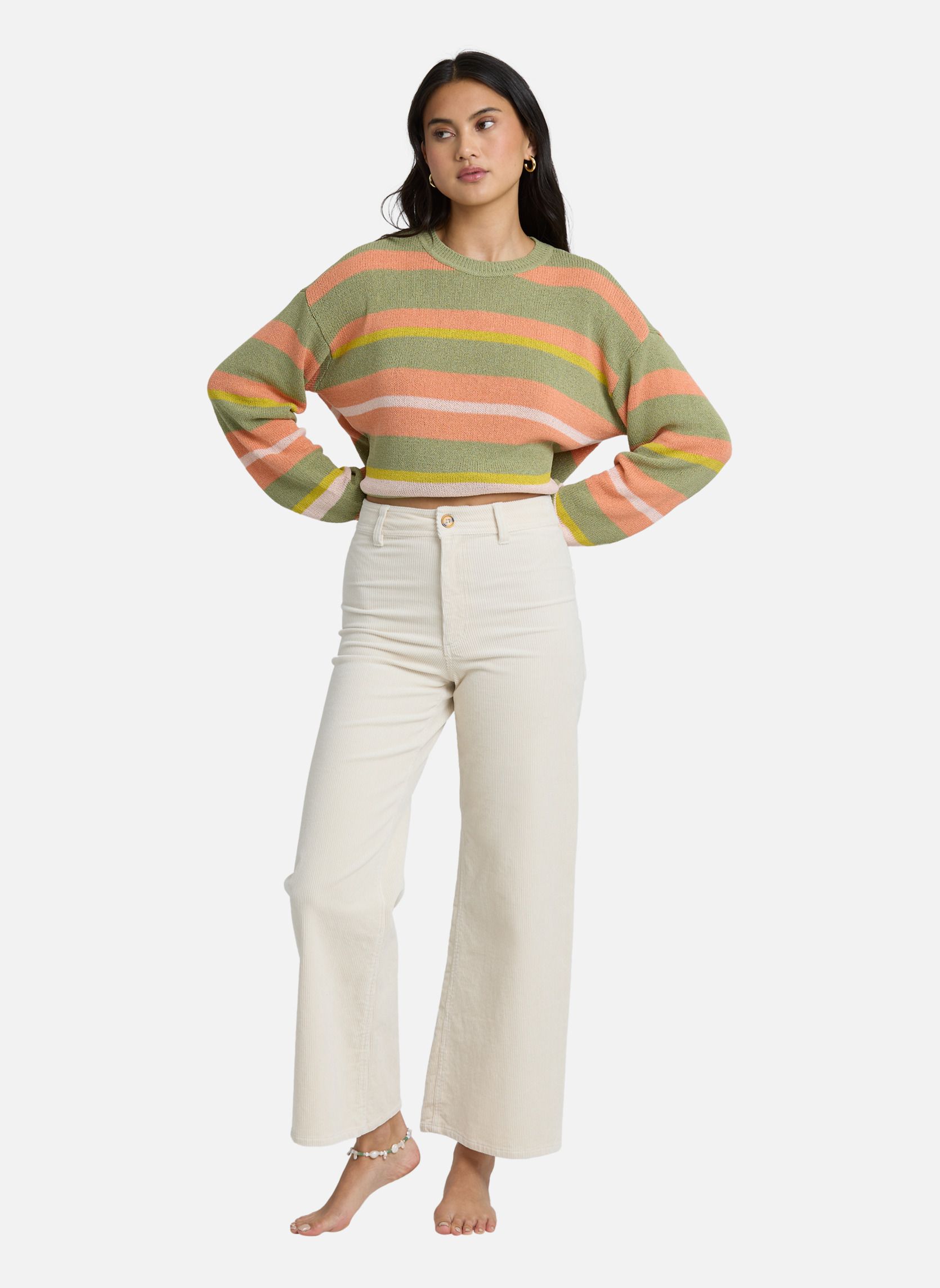 Billabong Pantalons droit Pantalon ample FREE FALL TWILL femme beige ...
