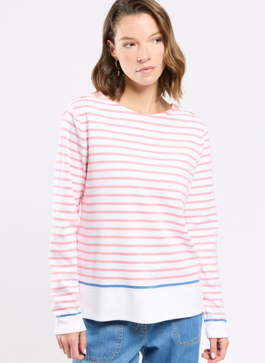 Armor Lux Tee-shirts Marinière 76092 blanc/dahlia/federal blue femme ...