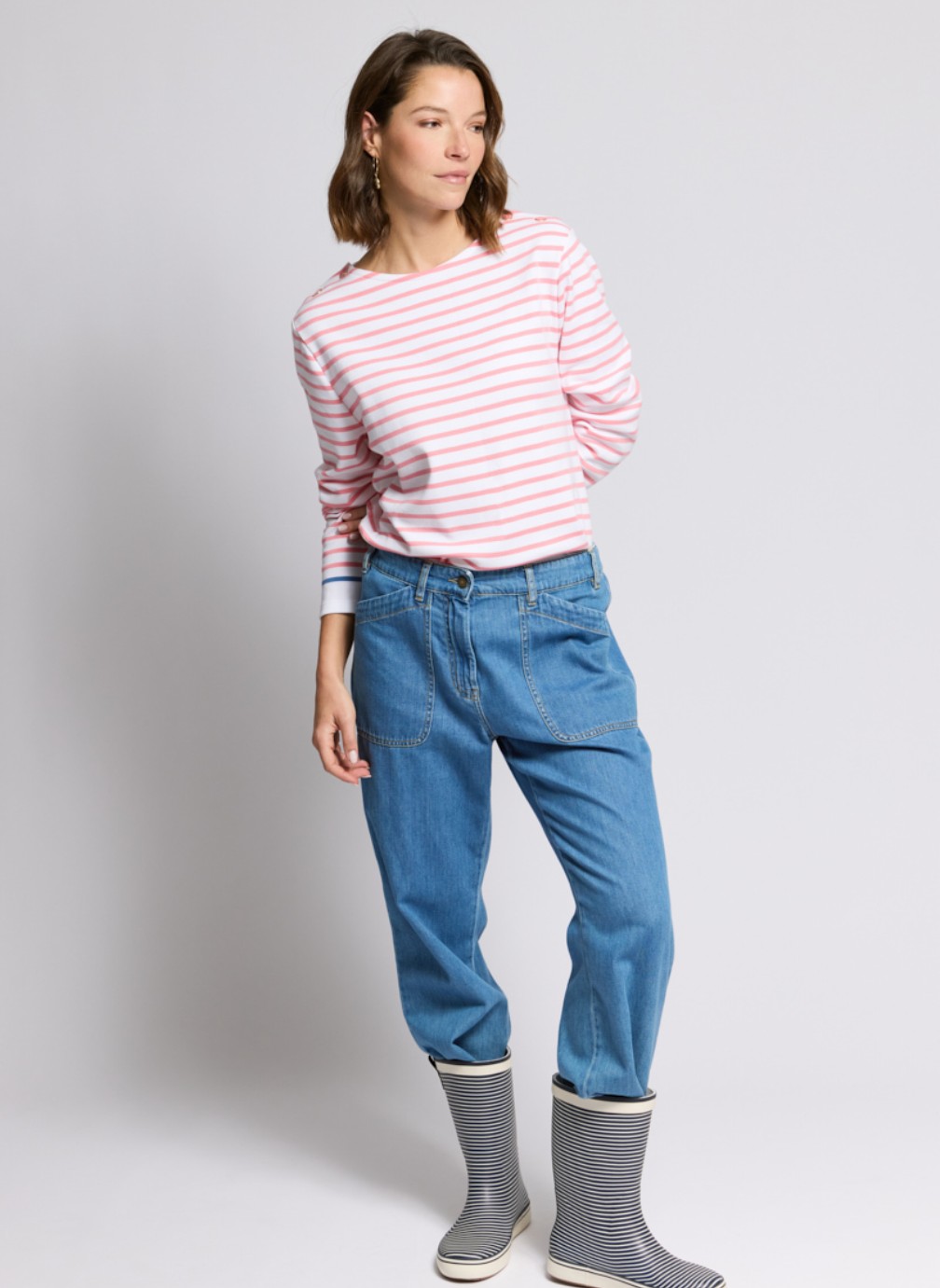 Armor Lux Tee-shirts Marinière 76092 blanc/dahlia/federal blue femme ...