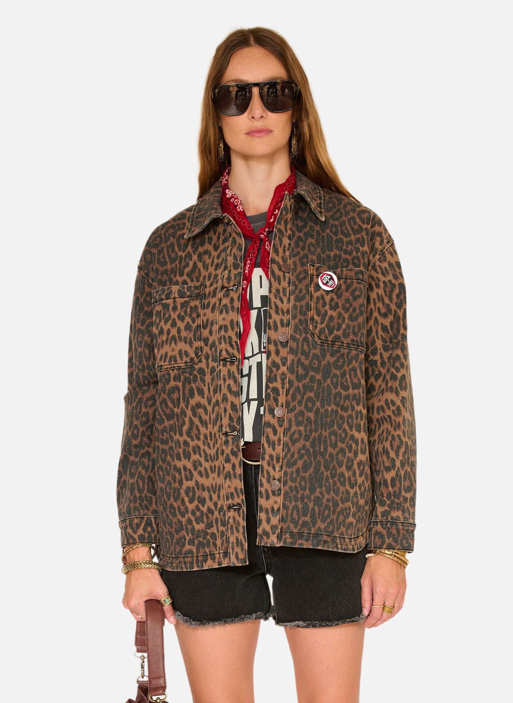 MKT Studio Vestes Veste Venutia Leopard Print Choco femme marron ...
