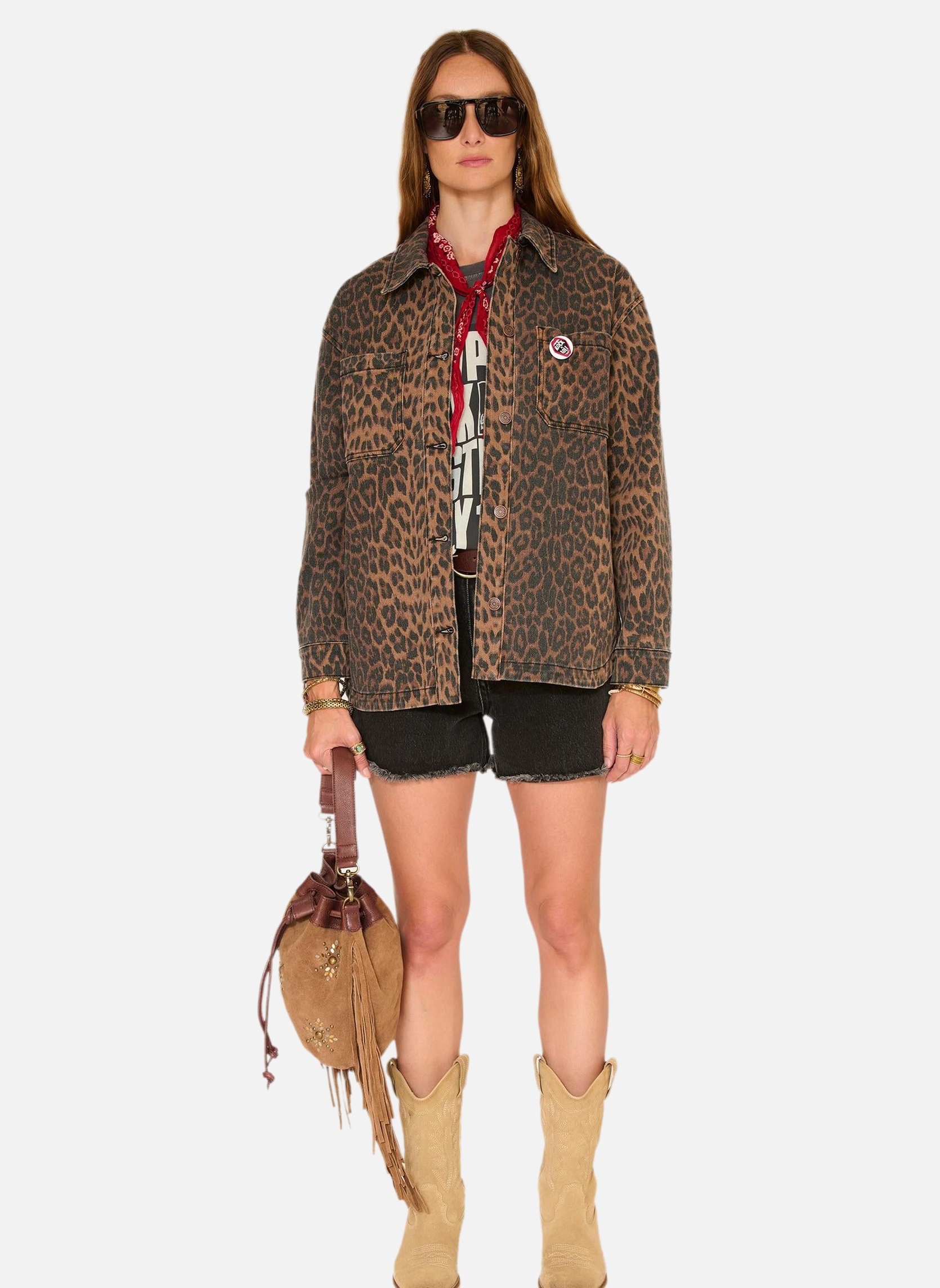 MKT Studio Vestes Veste Venutia Leopard Print Choco femme marron ...