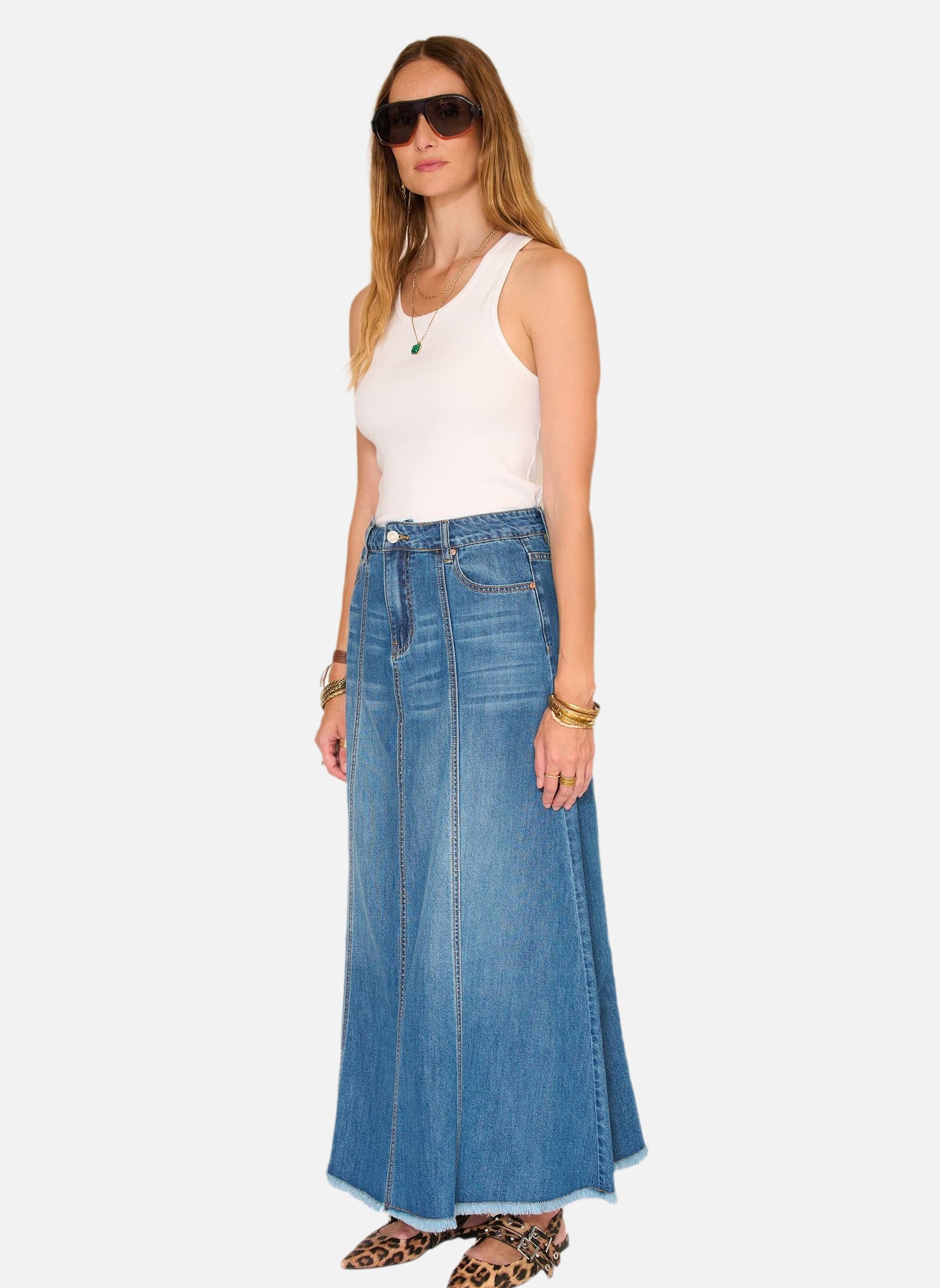 MKT Studio Jupes mi-longues Jupe Juliana Shibuya Blue Pistols Wash ...