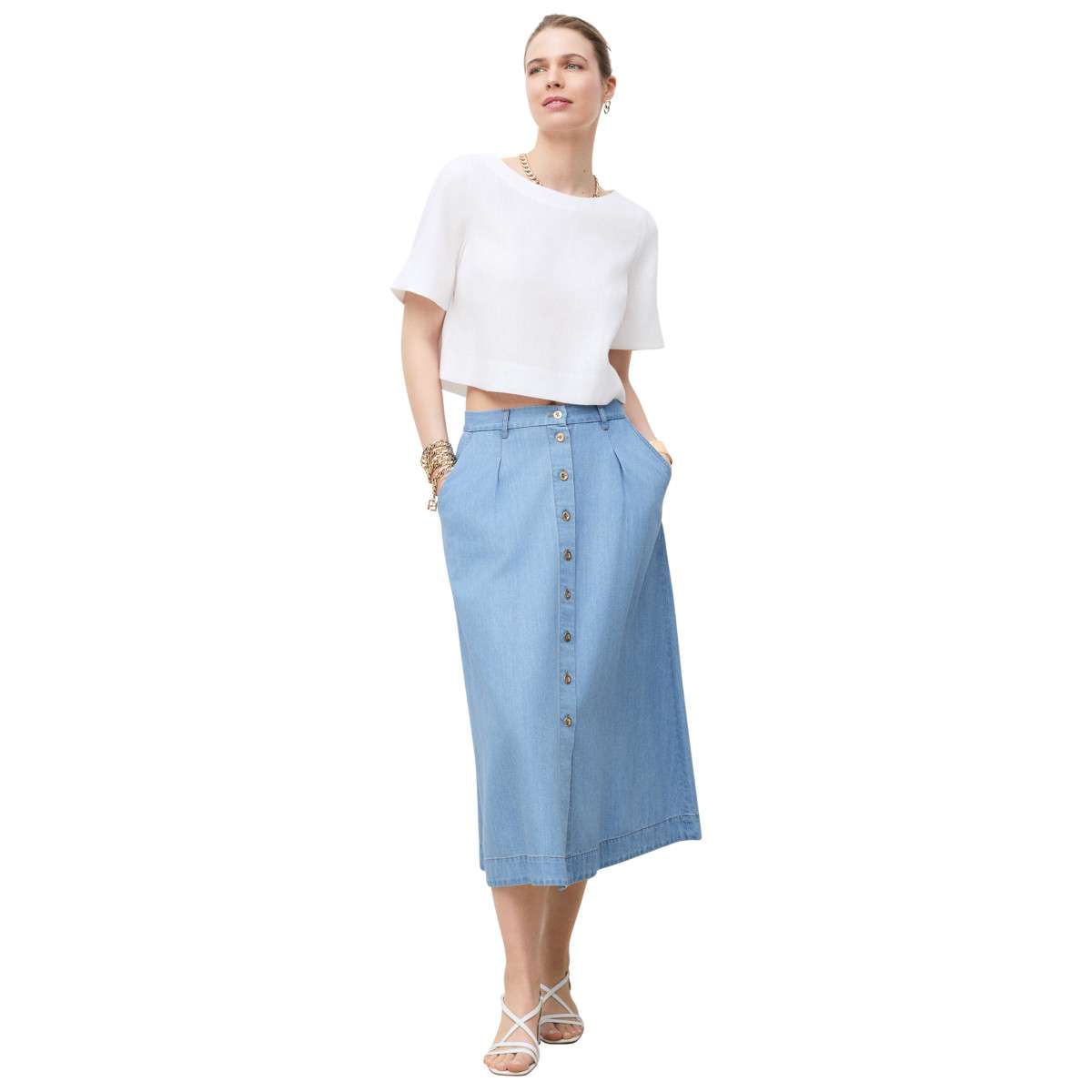 Caroll Jupes mi-longues Jupe longue droite - 261J-Jaloma femme bleu ...