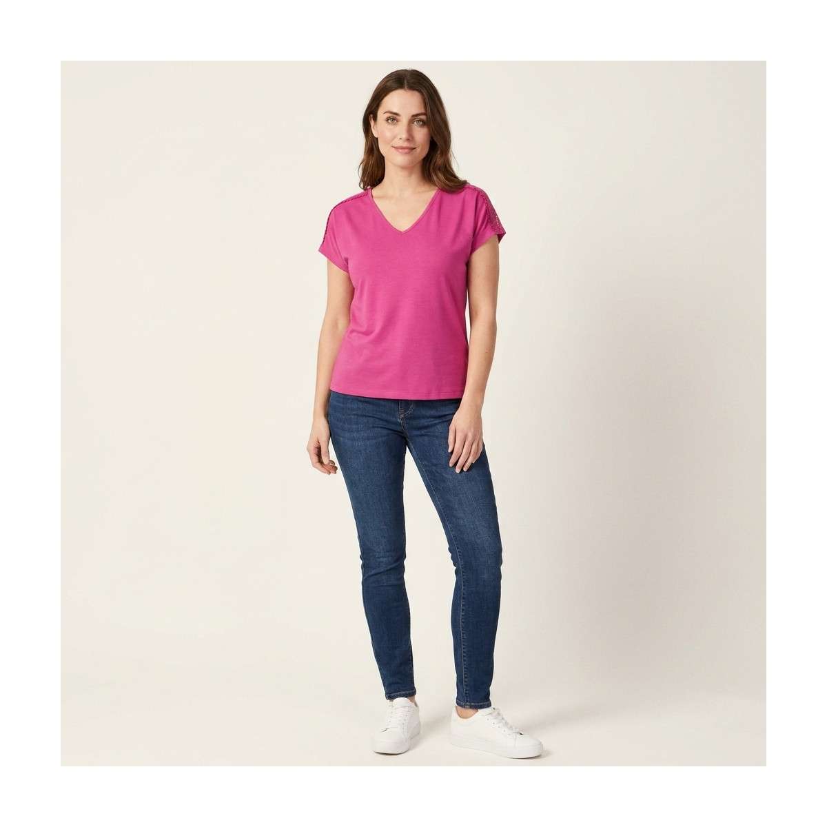 ONLY CARMAKOMA Tee-shirts T-shirt col v ajusté - 15369552 femme rose ...