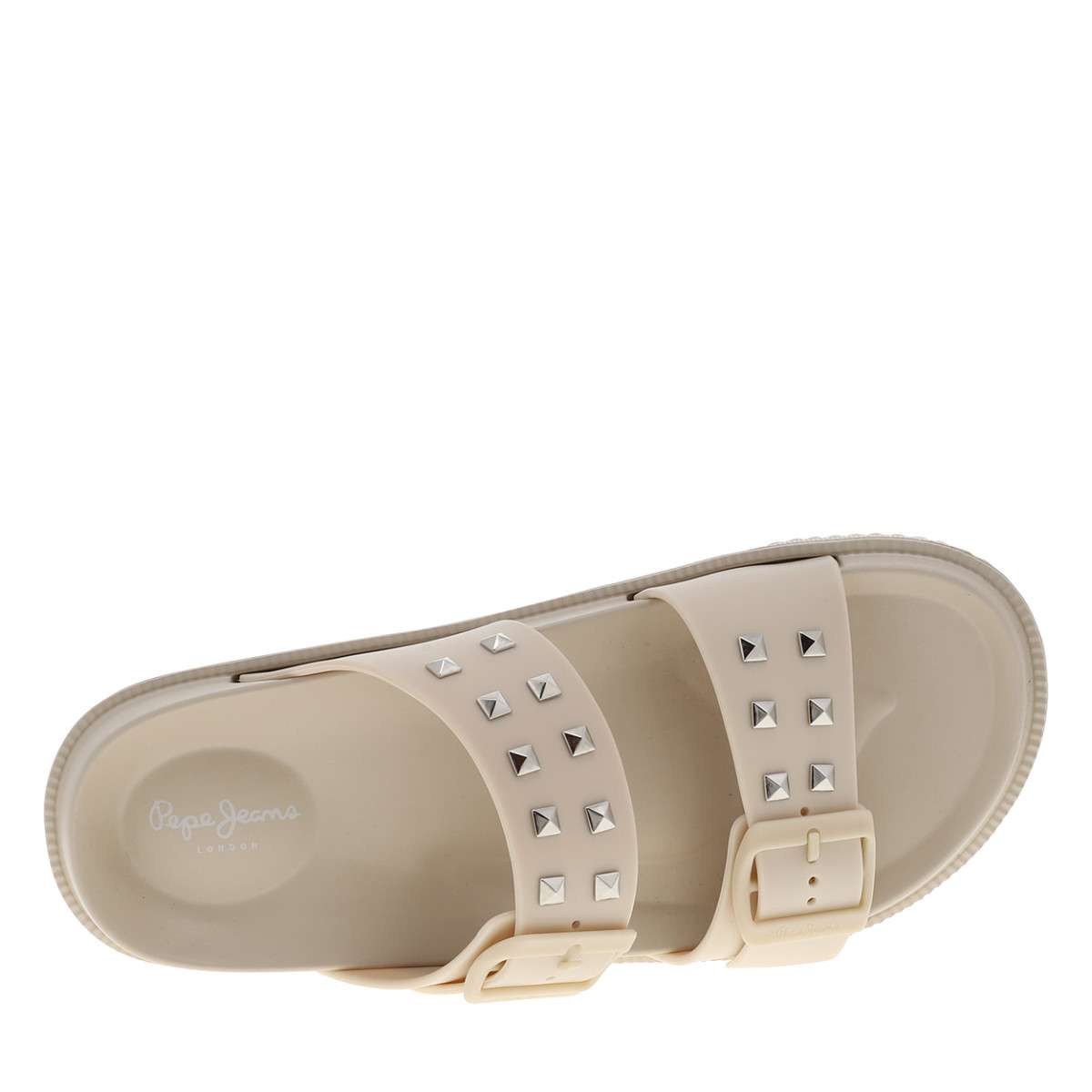 Pepe jeans Sandales Nu-pieds OCEAN STUDS W talon plat femme beige ...