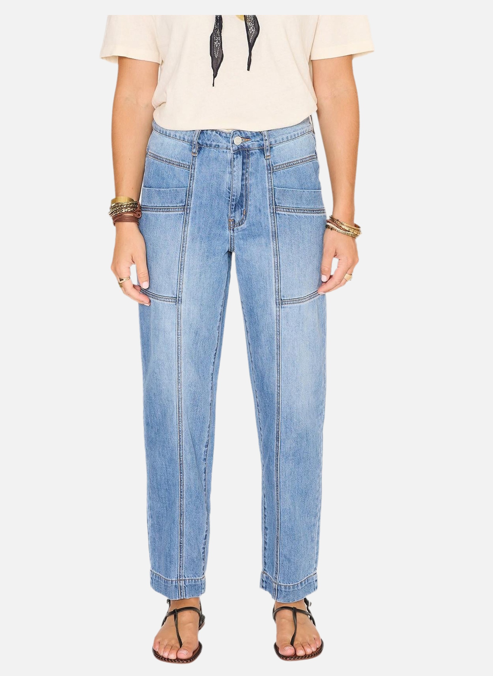 MKT Studio Jeans droit Jean Pavel Shibuya Blue Midwest Wash femme bleu ...