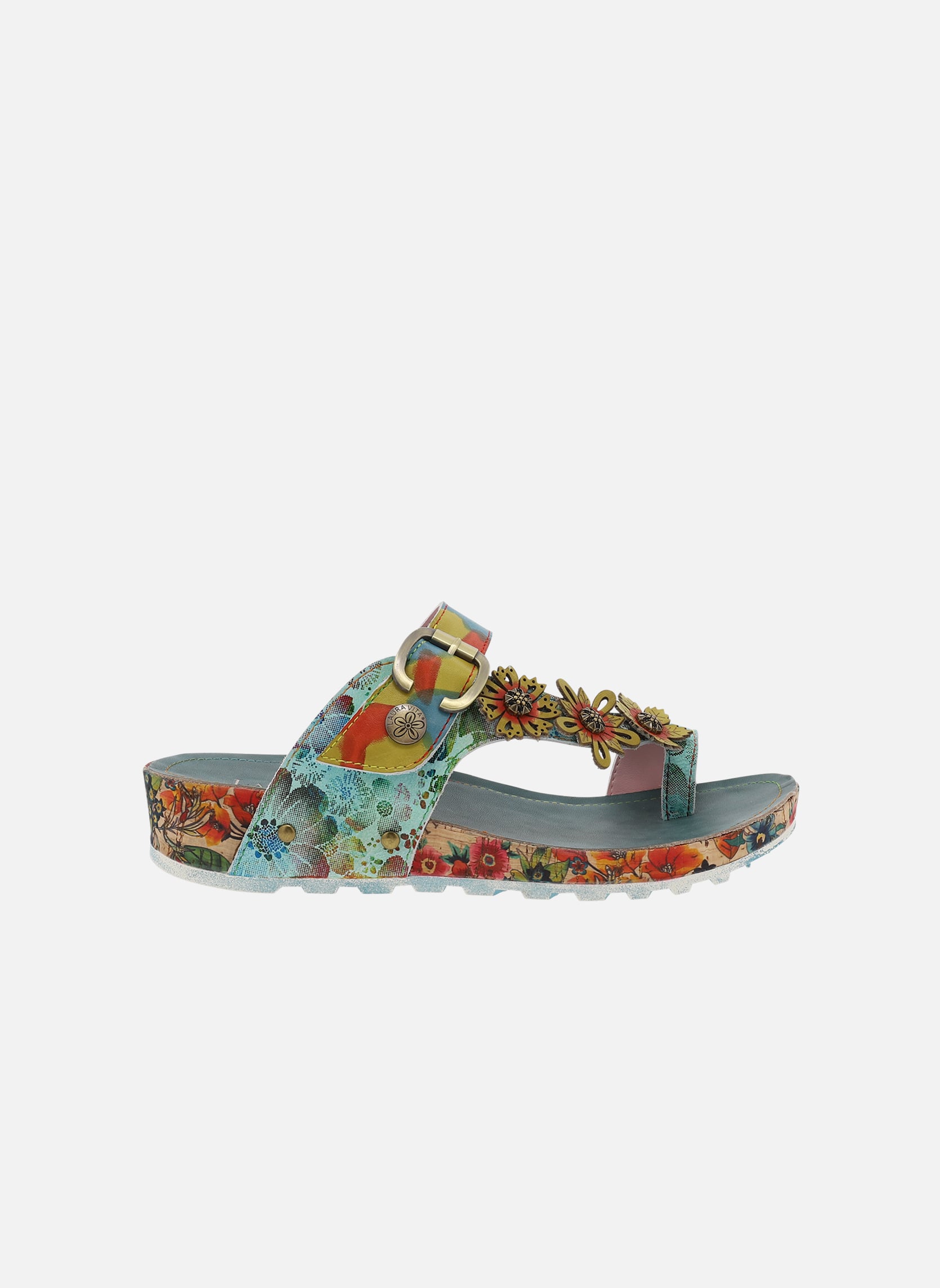 Laura Vita Mules Mules cuir talon plat femme bleu | Sarenza France