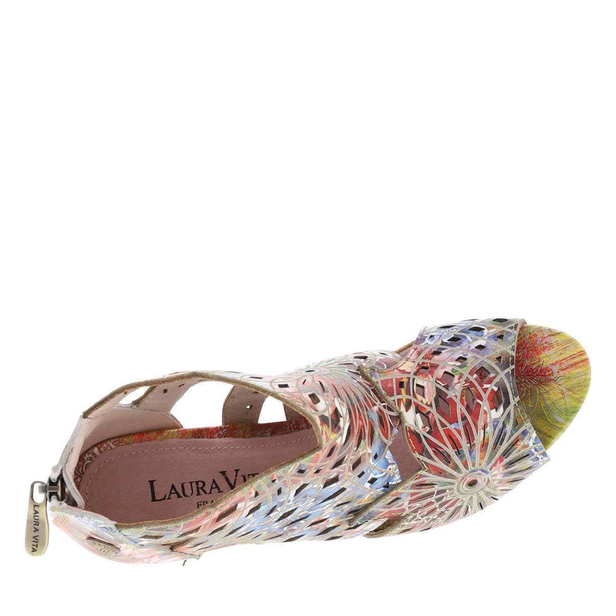 Laura Vita Sandales Nu-pieds cuir talon décroché haut femme multicolore ...